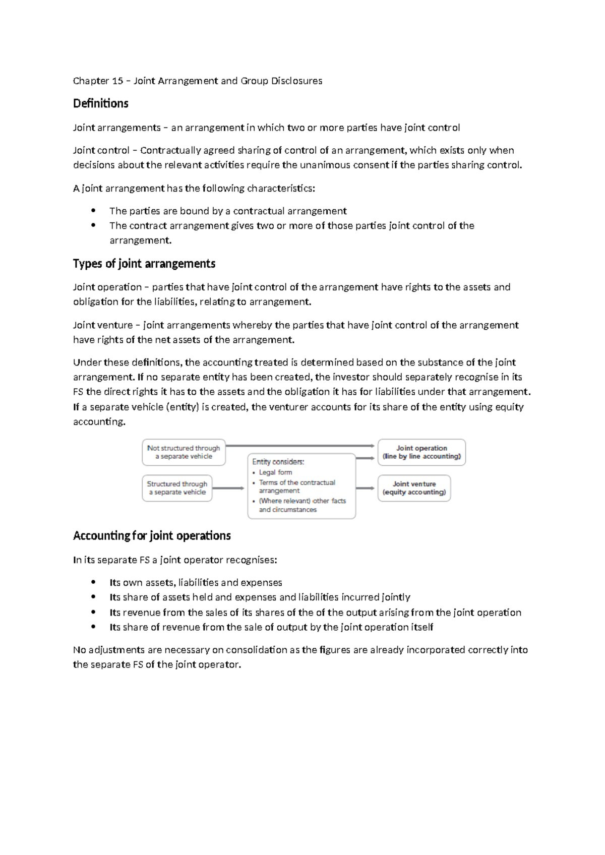 SBR Chapter 15 - Revision notes - Chapter 15 – Joint Arrangement and ...
