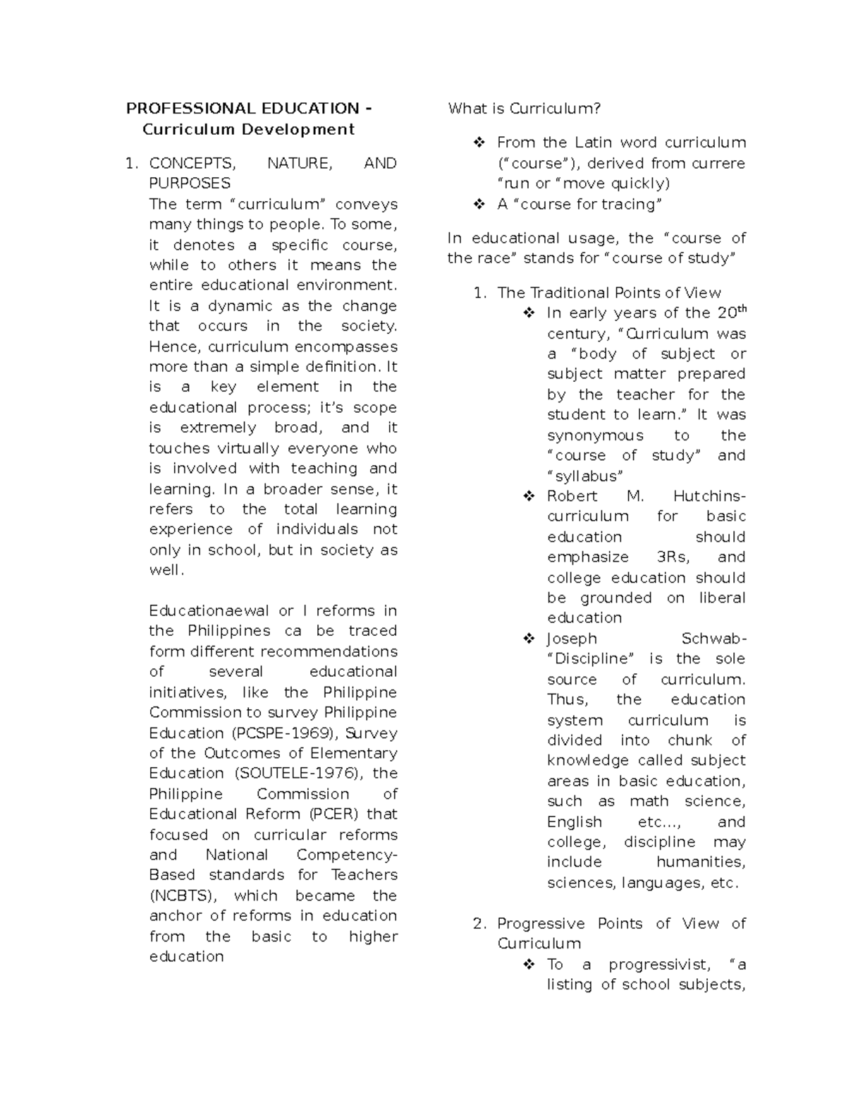 Professional Education Curriculum Develo - PROFESSIONAL EDUCATION ...