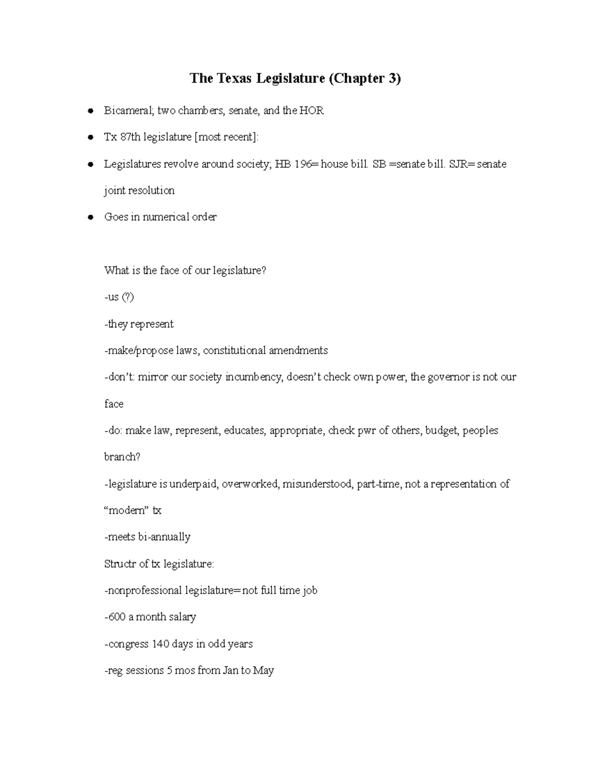 The texas legislature chapter 3 - The Texas Legislature (Chapter 3 ...