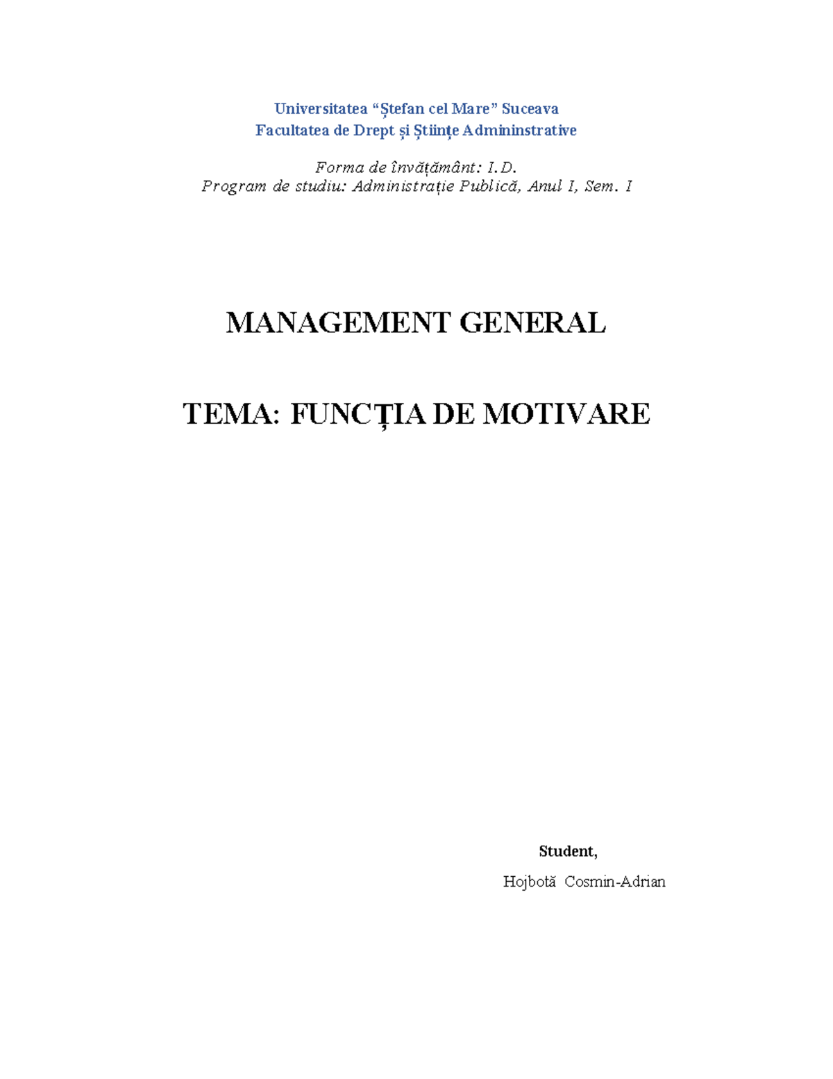 Management General - Universitatea “ Ștefan cel Mare ” Suceava Facultatea de Drept ș Și tiin e ...