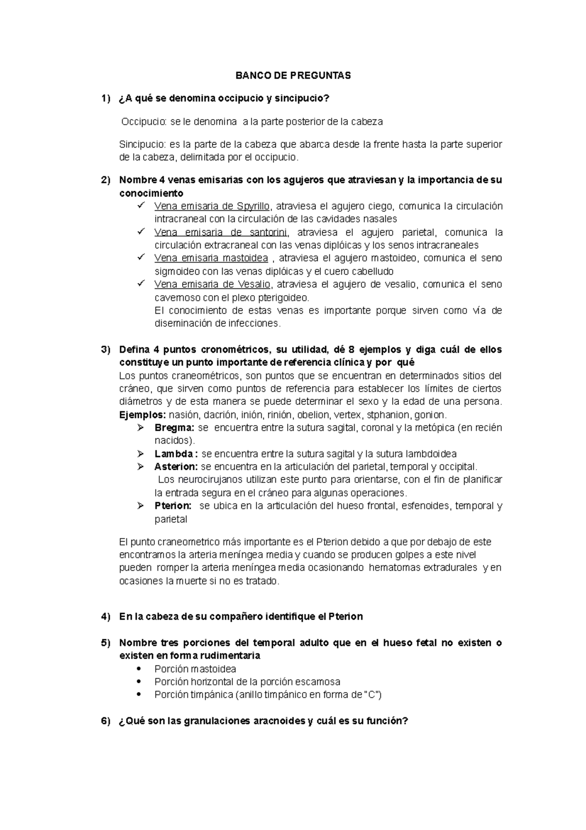 Banco DE Preguntas AnatomíA - BANCO DE PREGUNTAS 1) se denomina ...