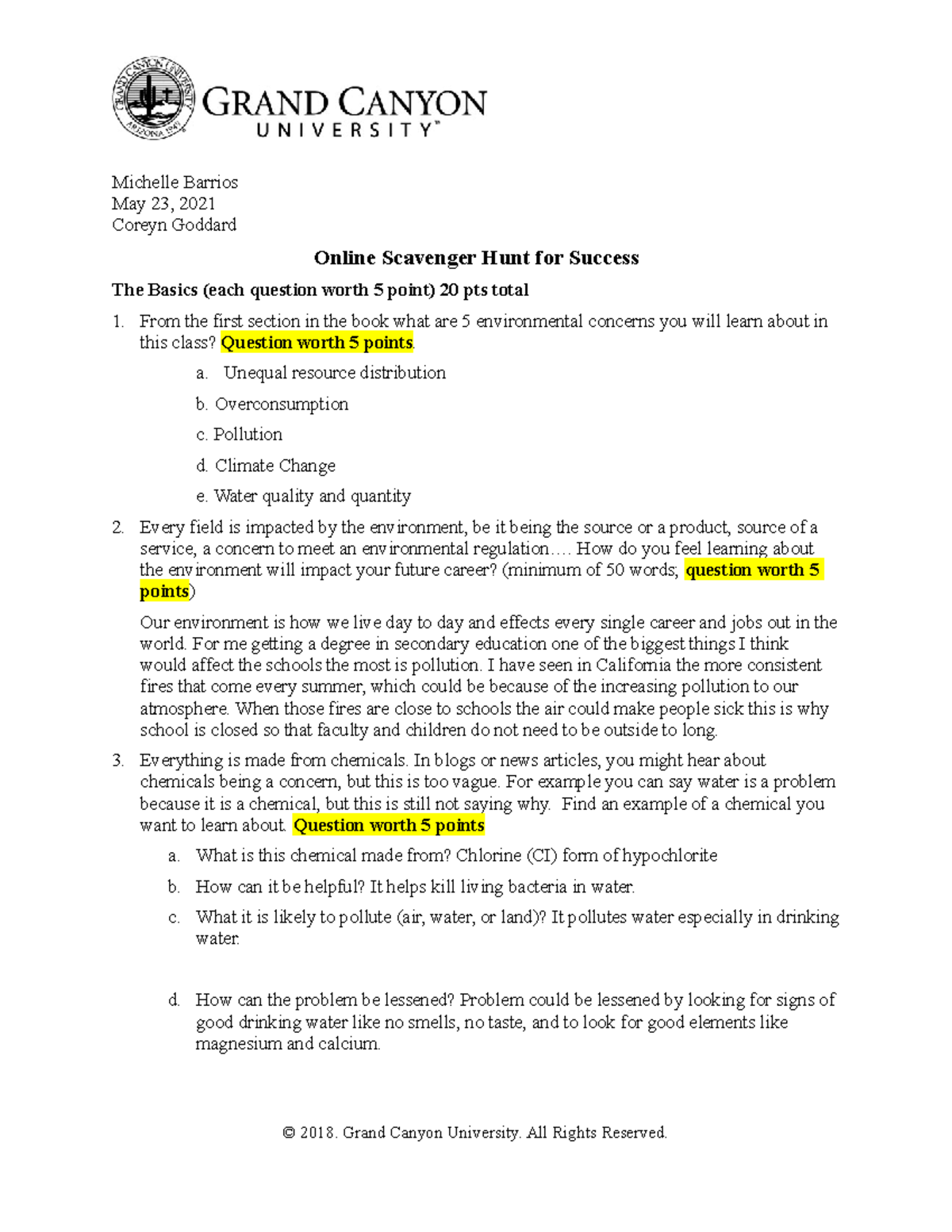 BIO-220-W1 - week 1 - Michelle Barrios May 23, 2021 Coreyn Goddard ...