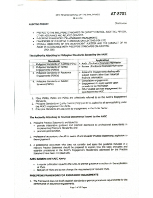 AT - Auditing lecture notes with exercises for you to have practice ...