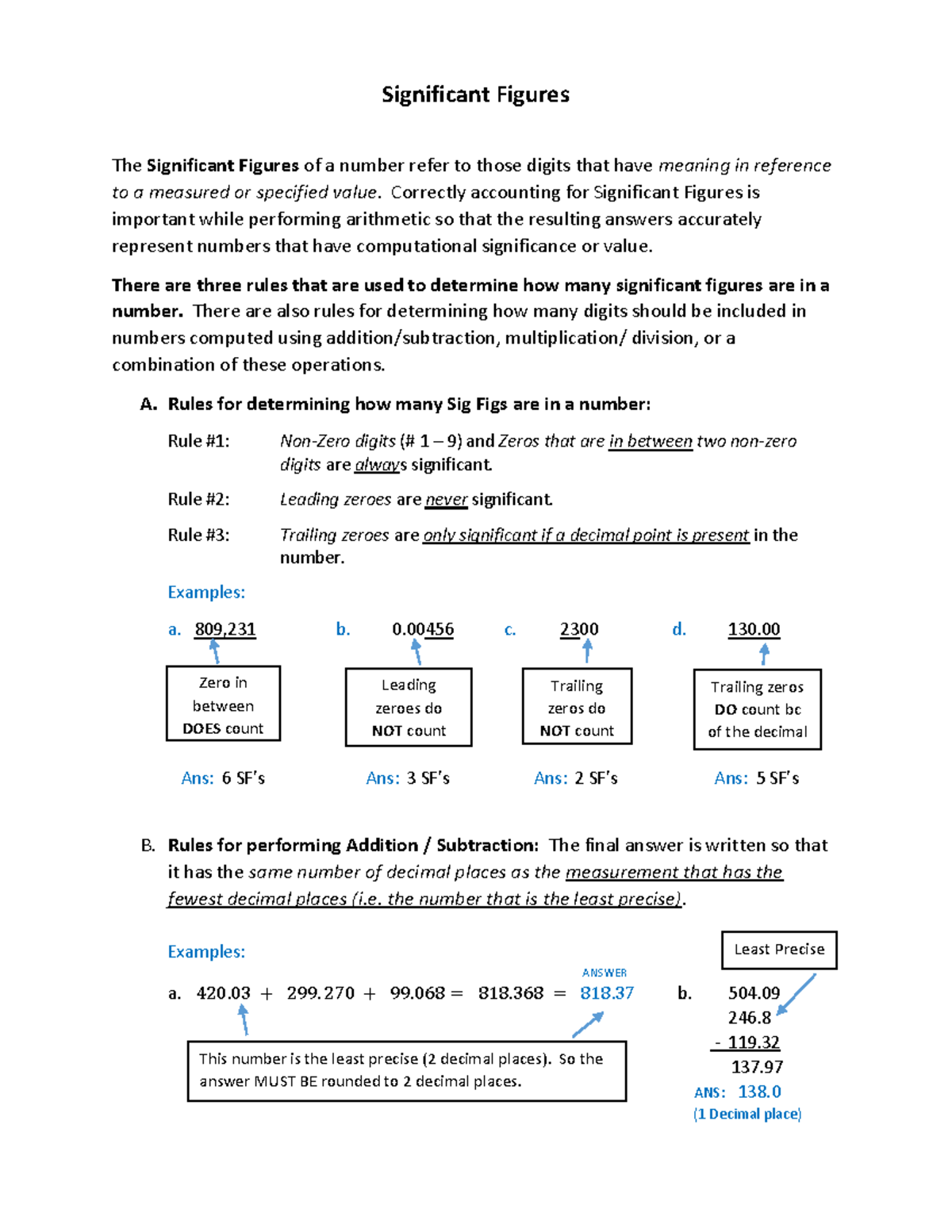 Significant Figures - notes - Significant Figures The Significant ...