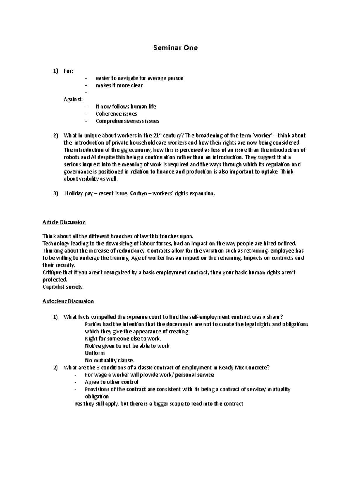 Seminar One - EL - Seminar One 1) For: - easier to navigate for average ...