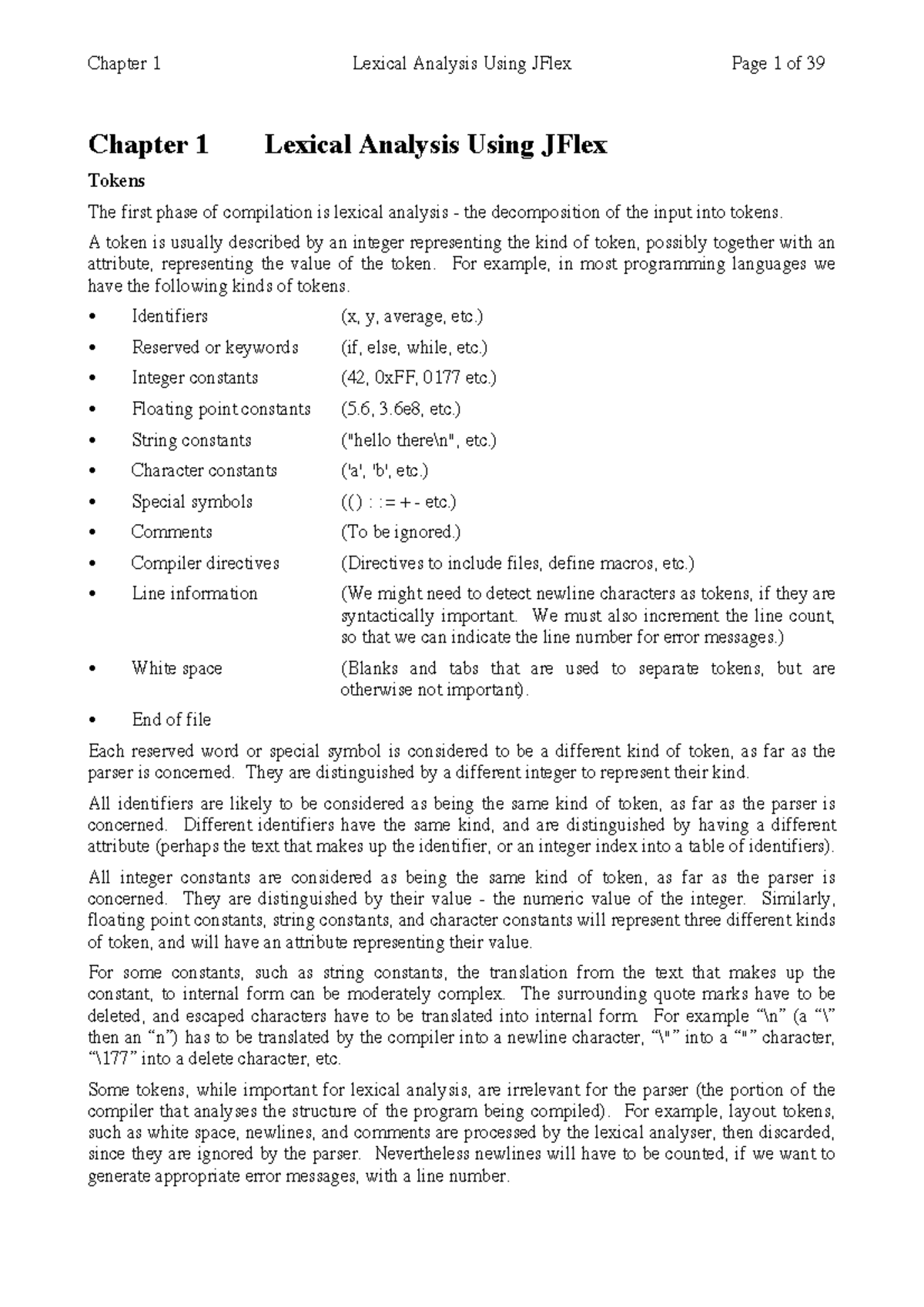 635616733-Untitled - Learning java with ease - Chapter 1 Lexical Analysis Using JFlex Tokens The ...