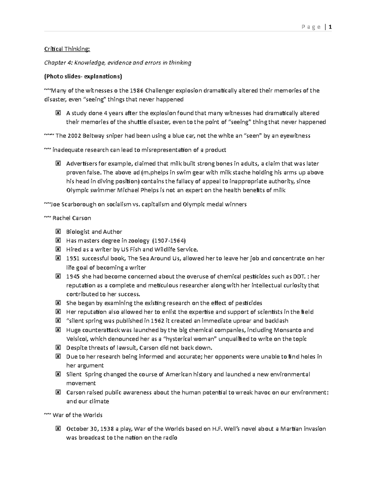 Chapter 4 outline new - Critical Thinking: Chapter 4: Knowledge ...