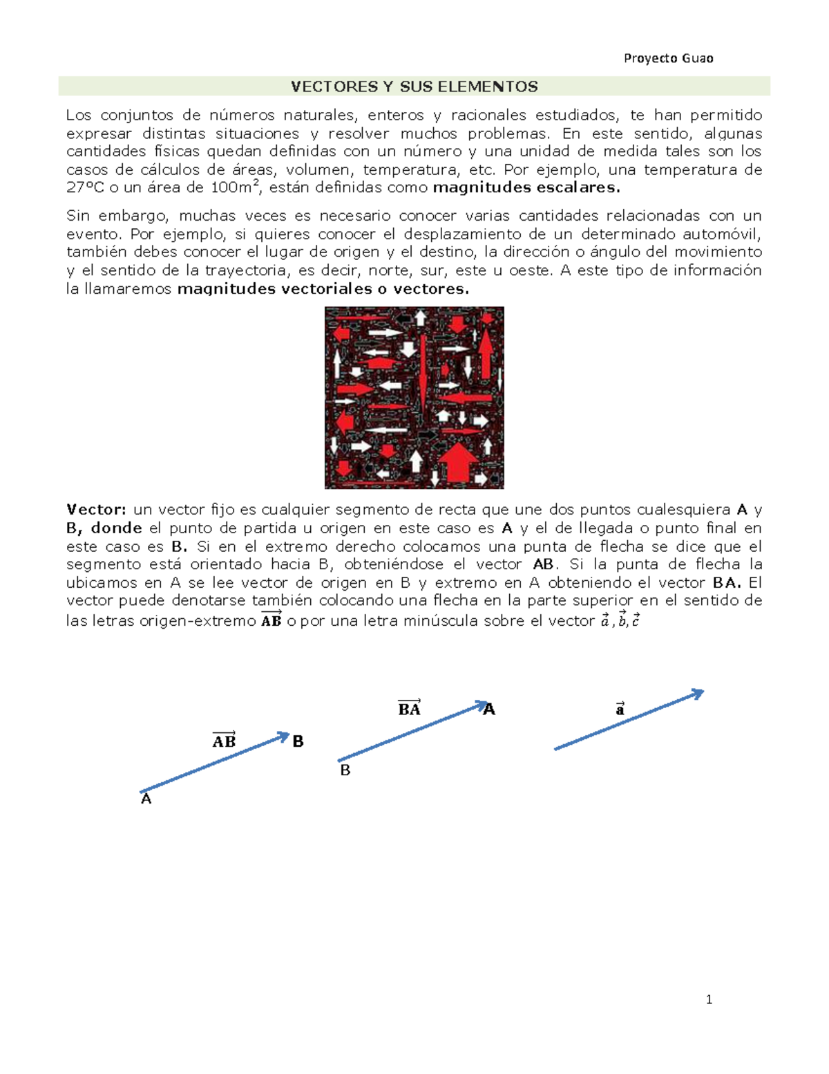 Vectores y sus Elementos - VECTORES Y SUS ELEMENTOS Los conjuntos de ...