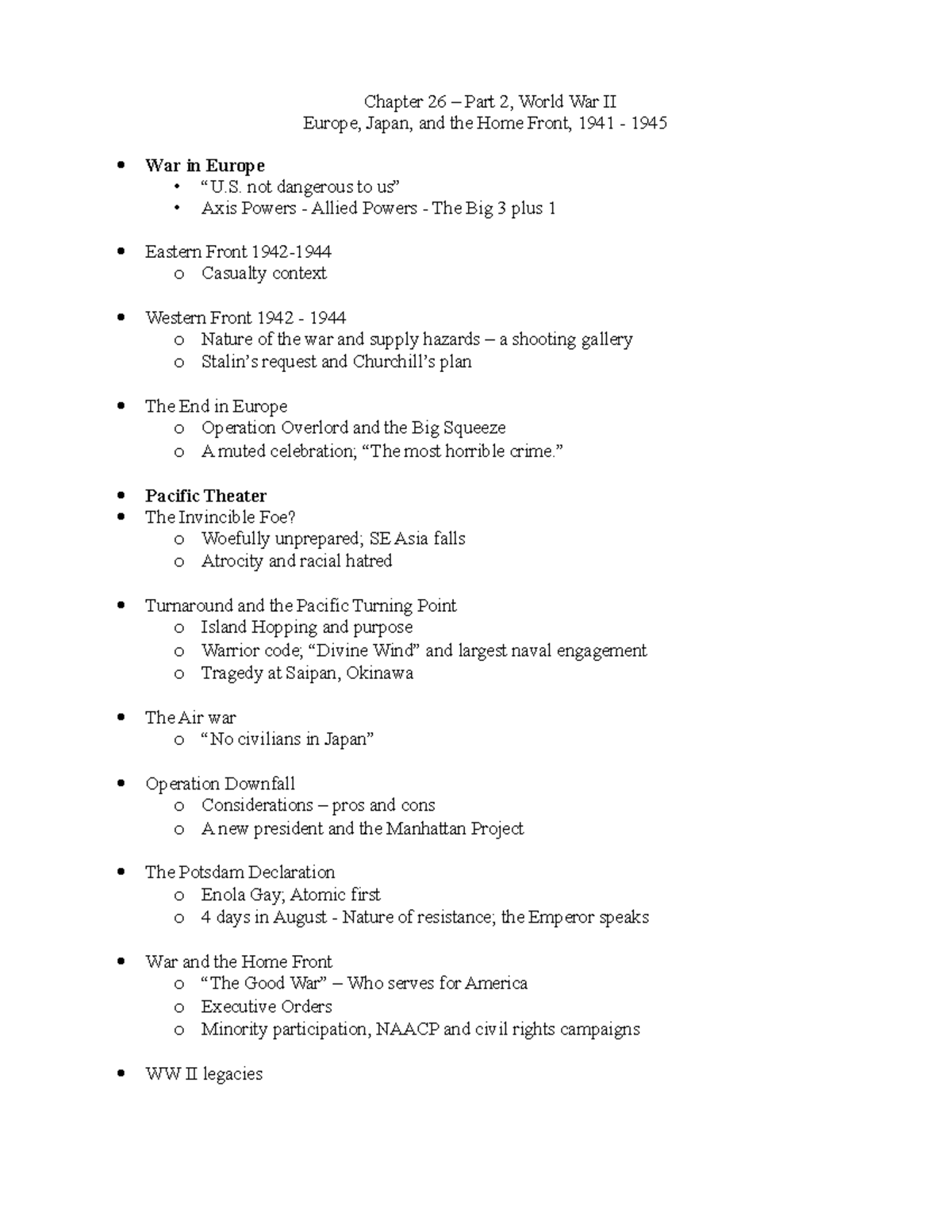 HIST 2112 CH. 26 Part+2 Study Guide - Chapter 26 – Part 2, World War II ...