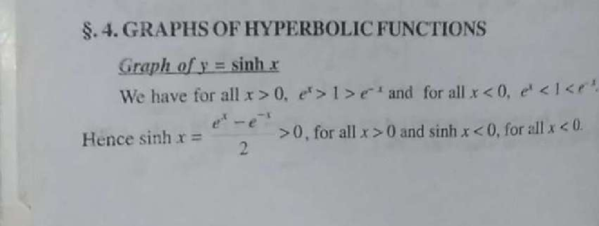 Graphs of hyperbolic functions - Bsc maths - Studocu