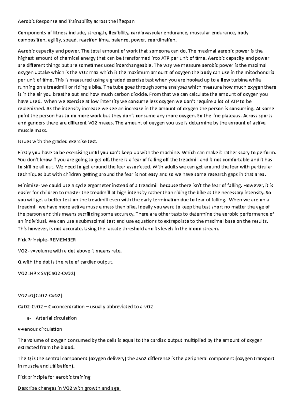 Aerobic Response and Trainability across the lifespa 1 - Aerobic ...