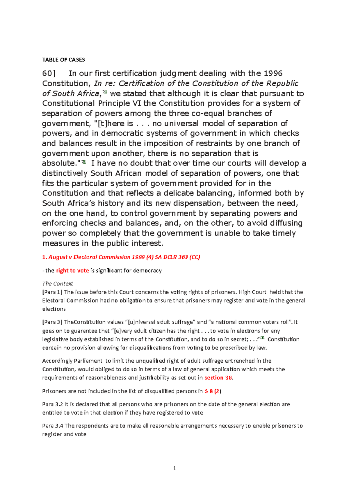 CSL 2601 Court cases - TABLE OF CASES 60] In our first certification ...