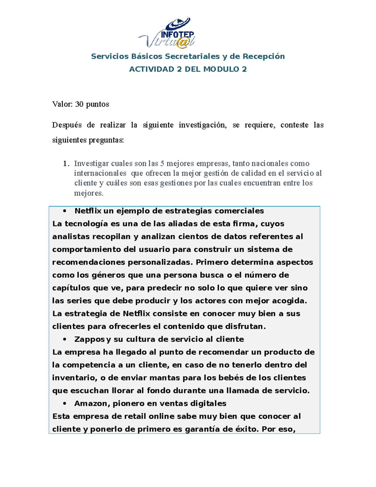 Actividad 2 DEL Modulo 2 - Servicios Básicos Secretariales y de Recepción ACTIVIDAD 2 DEL MODULO ...