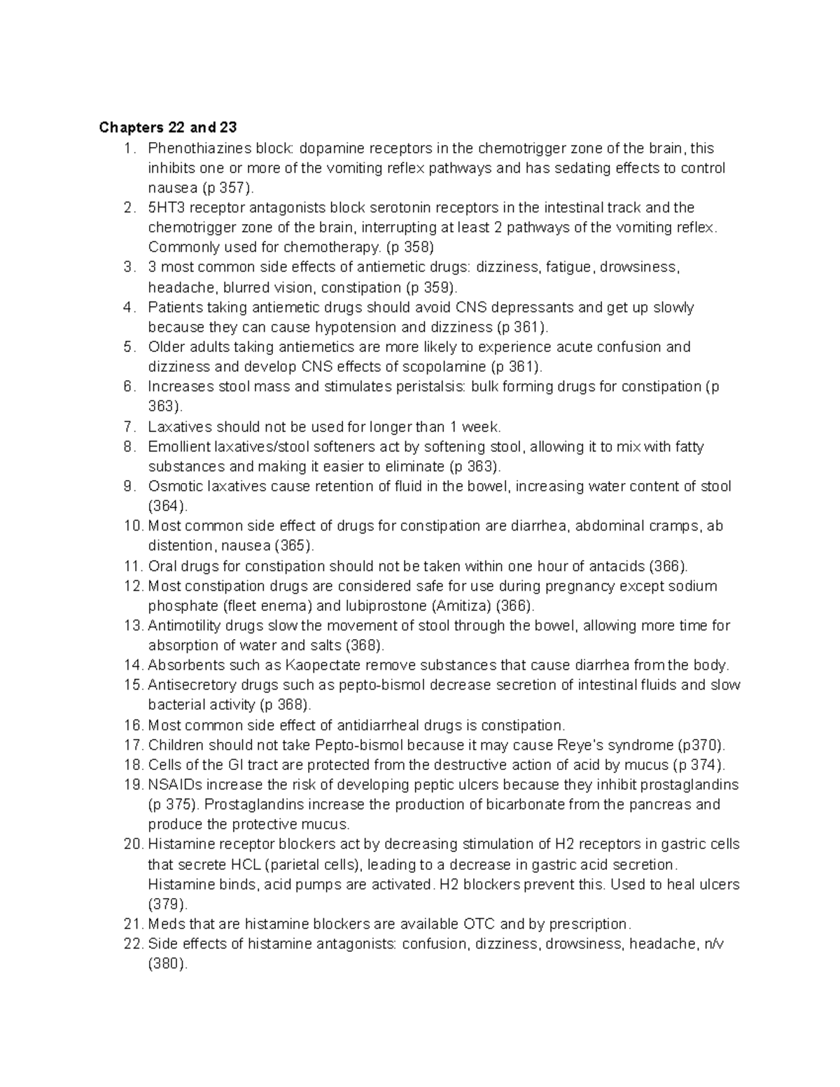 Pharm class notes - Chapters 22 and 23 1. Phenothiazines block ...