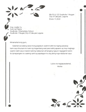 Liham pagrereklamo-akisha jane obias - Para sa aming Punong baranggay ...