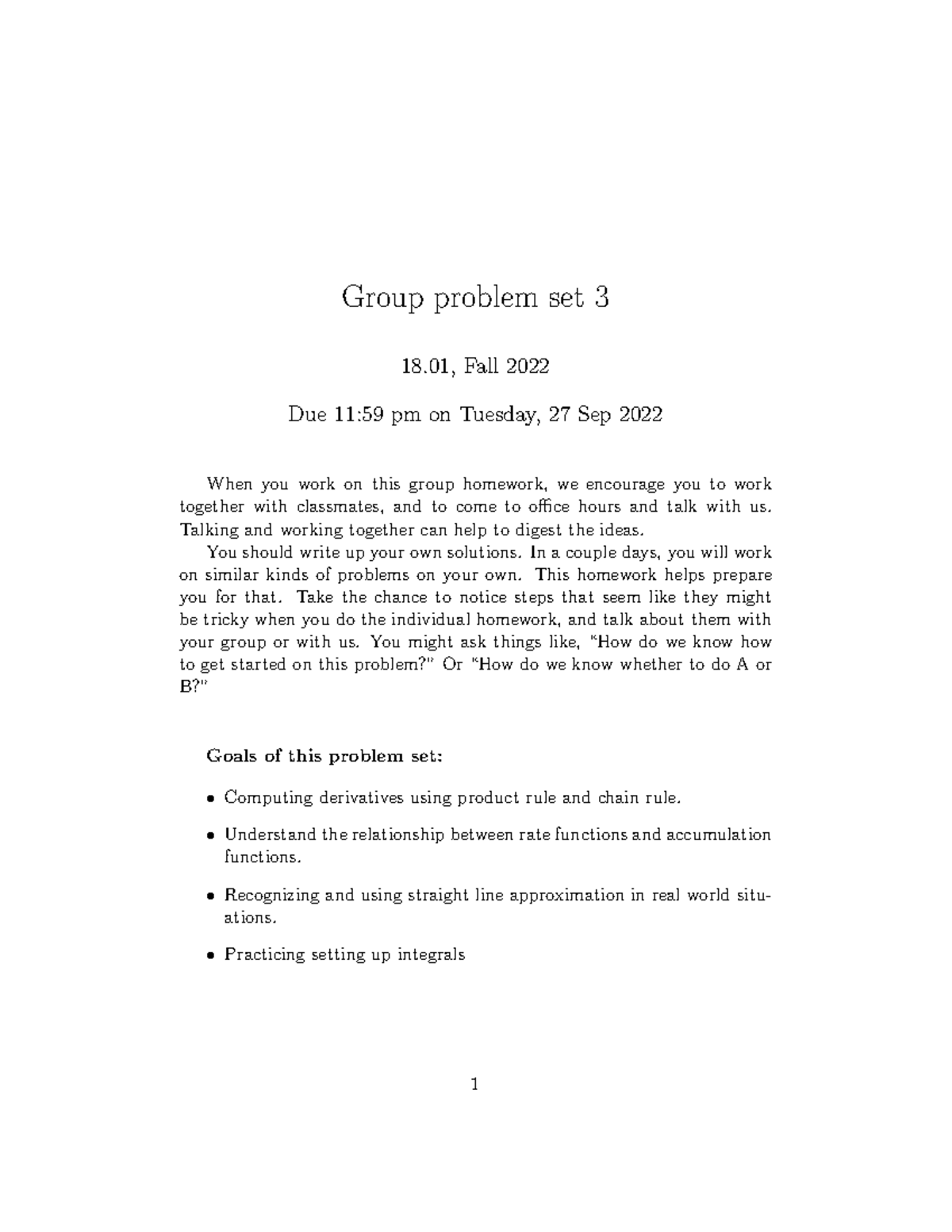 Group-hw3 - homework - Group problem set 3 18, Fall 2022 Due 11:59 pm on Tuesday, 27 Sep 2022 ...
