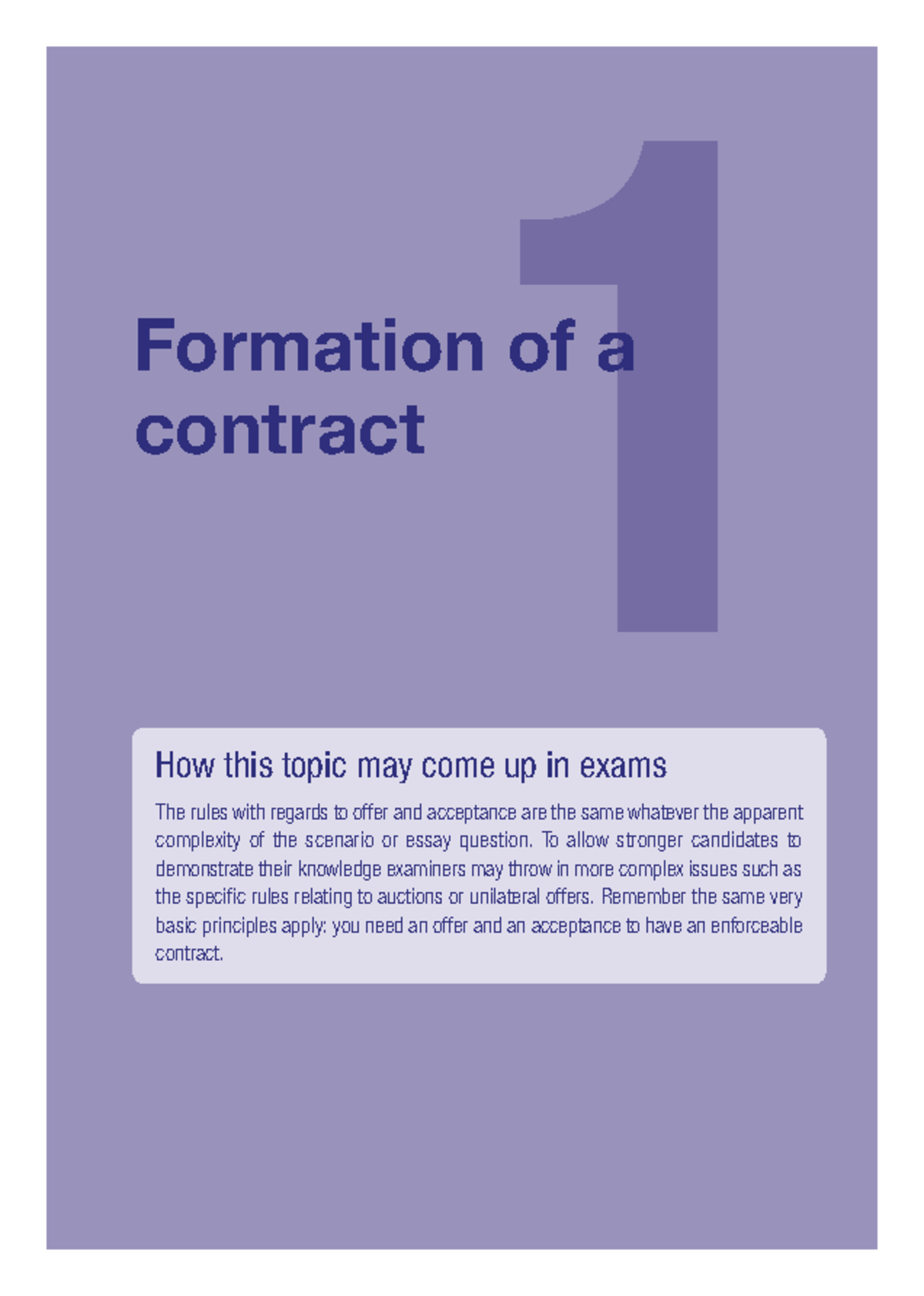 Formation 1 Formation 1 - 1 Formation of a contract How this topic may ...