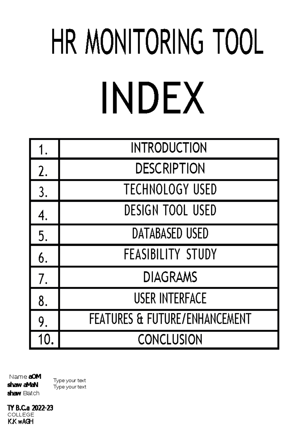 HR Monitoring System - HR MONITORING TOOL INDEX 1. INTRODUCTION 2 ...