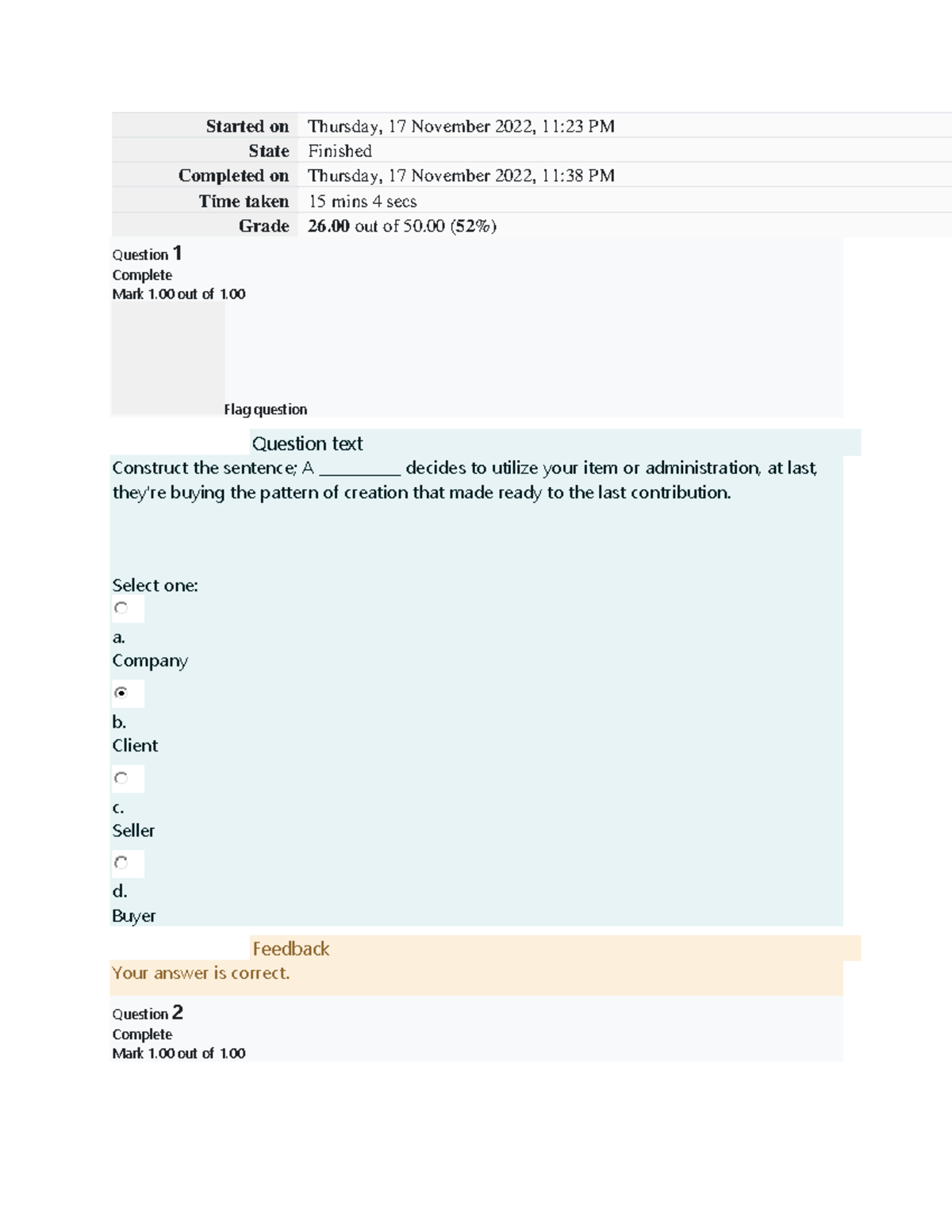 Pakshet qms - wao - Started on Thursday, 17 November 2022, 11:23 PM ...