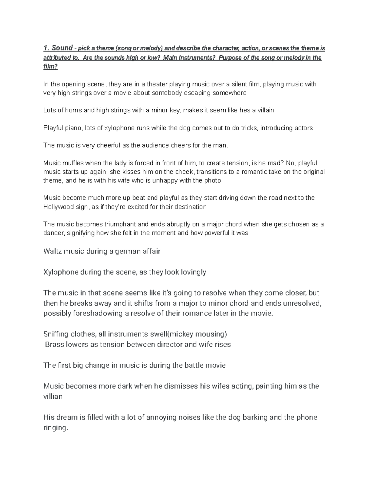 The Artist Notes - Google Docs - 1. Sound - pick a theme (song or ...