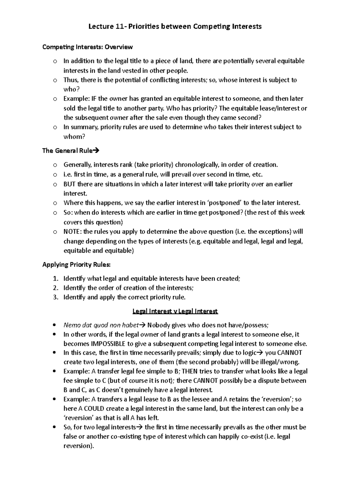 Lecture 11- Priorities between Competing Interests - Competing ...