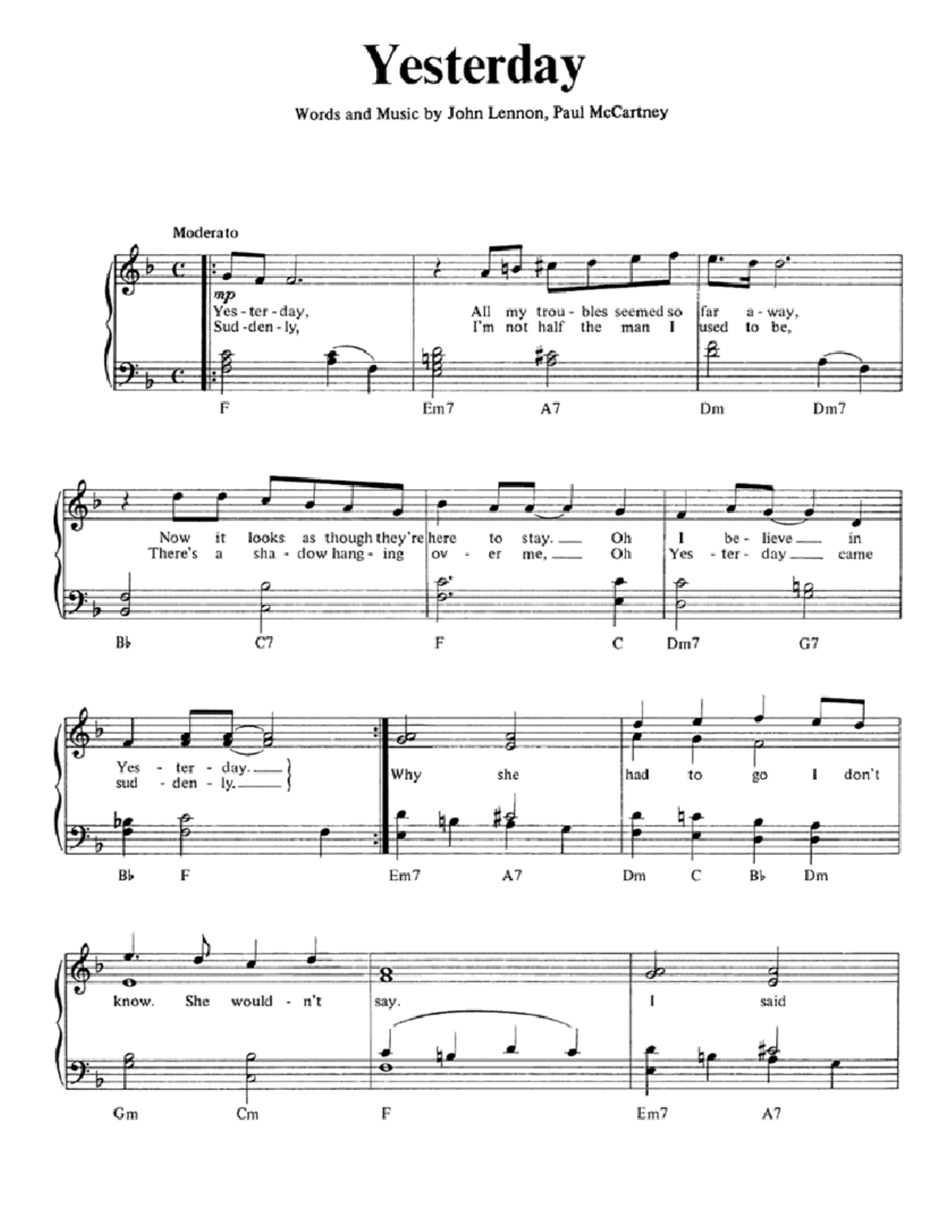 Yesterday Bb instruments - Música V - Studocu