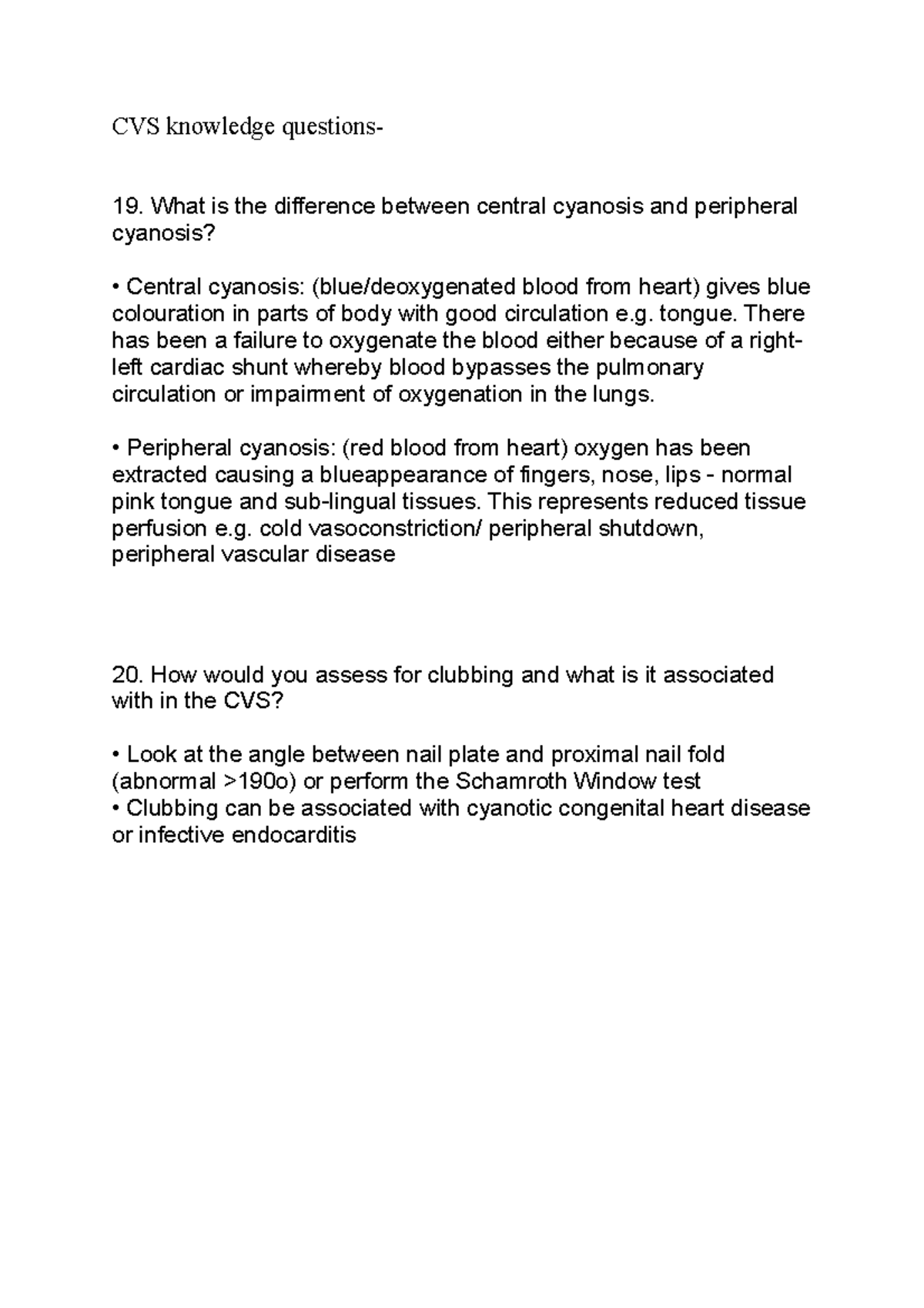 CVS knowledge questions 10 - CVS knowledge questions- What is the ...