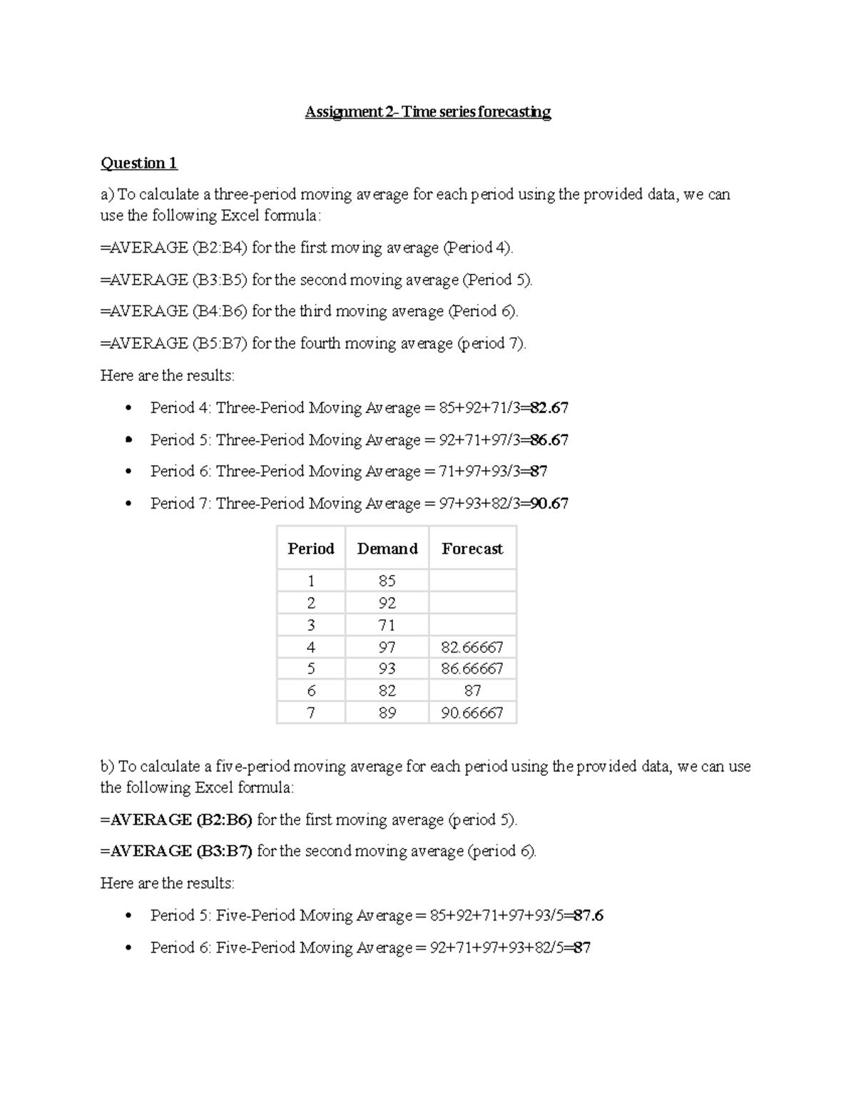 Assignment 2-Time series forecasting Rajat - Assignment 2- Time series forecasting Question 1 a ...