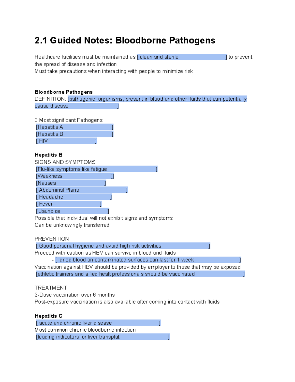 2.1 Guided Notes BBP - Quick assignment - 2 Guided Notes: Bloodborne ...