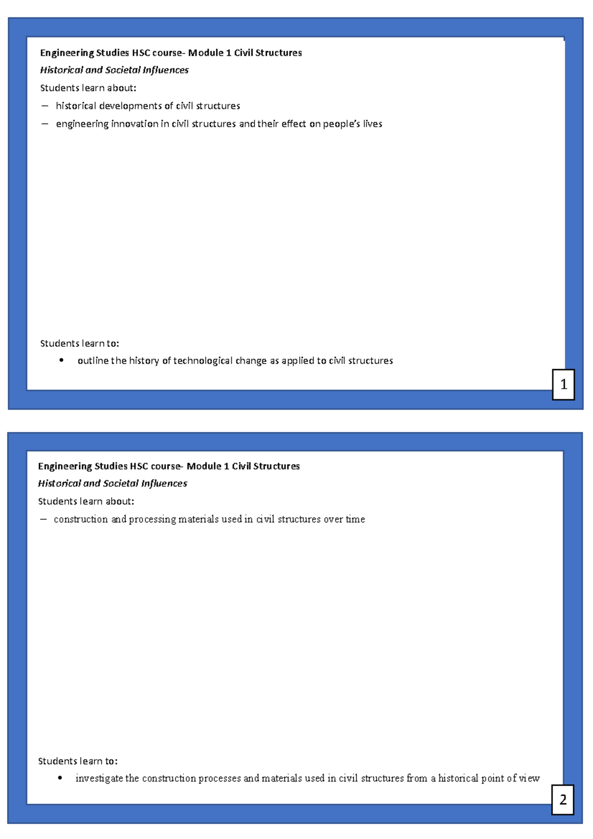 Study Templates Civil - Engineering Studies HSC course- Module 1 Civil ...