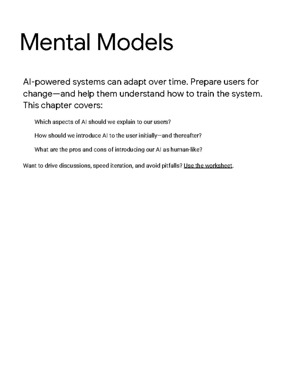 AI Mental Models - Mental Models AI-powered systems can adapt over time. Prepare users for - Studocu