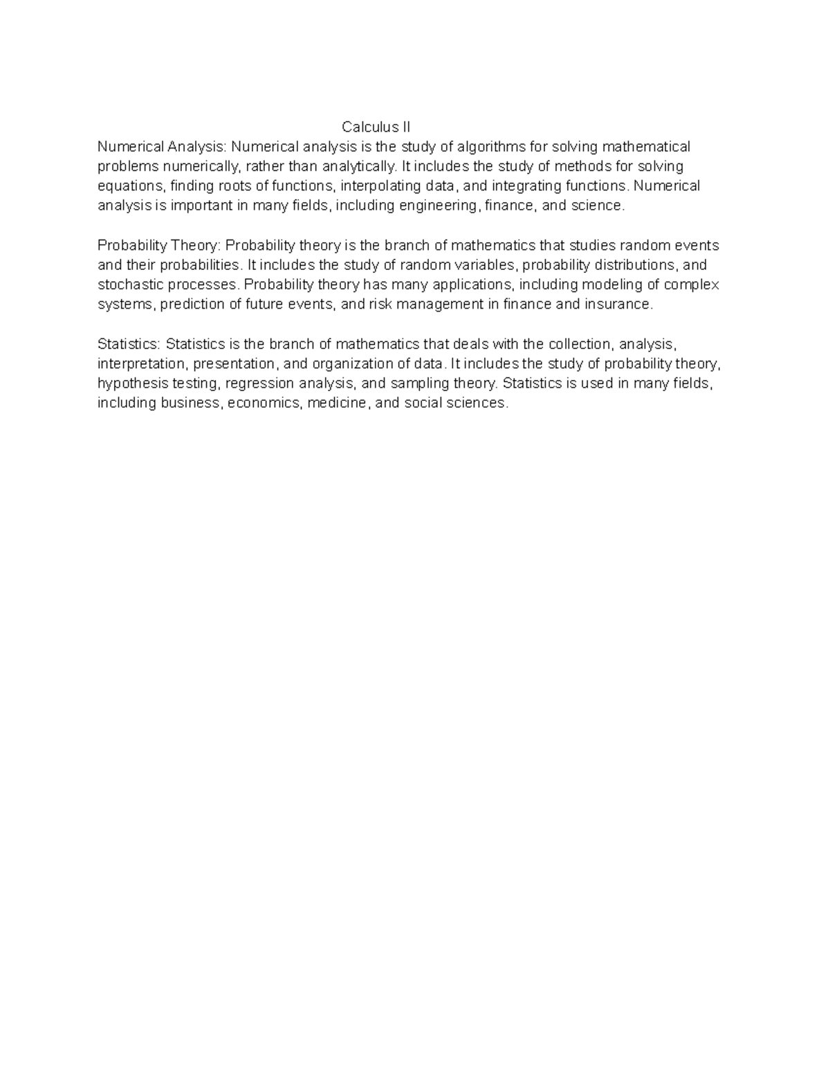 Calculus II notes 11 - Calculus II Numerical Analysis: Numerical ...