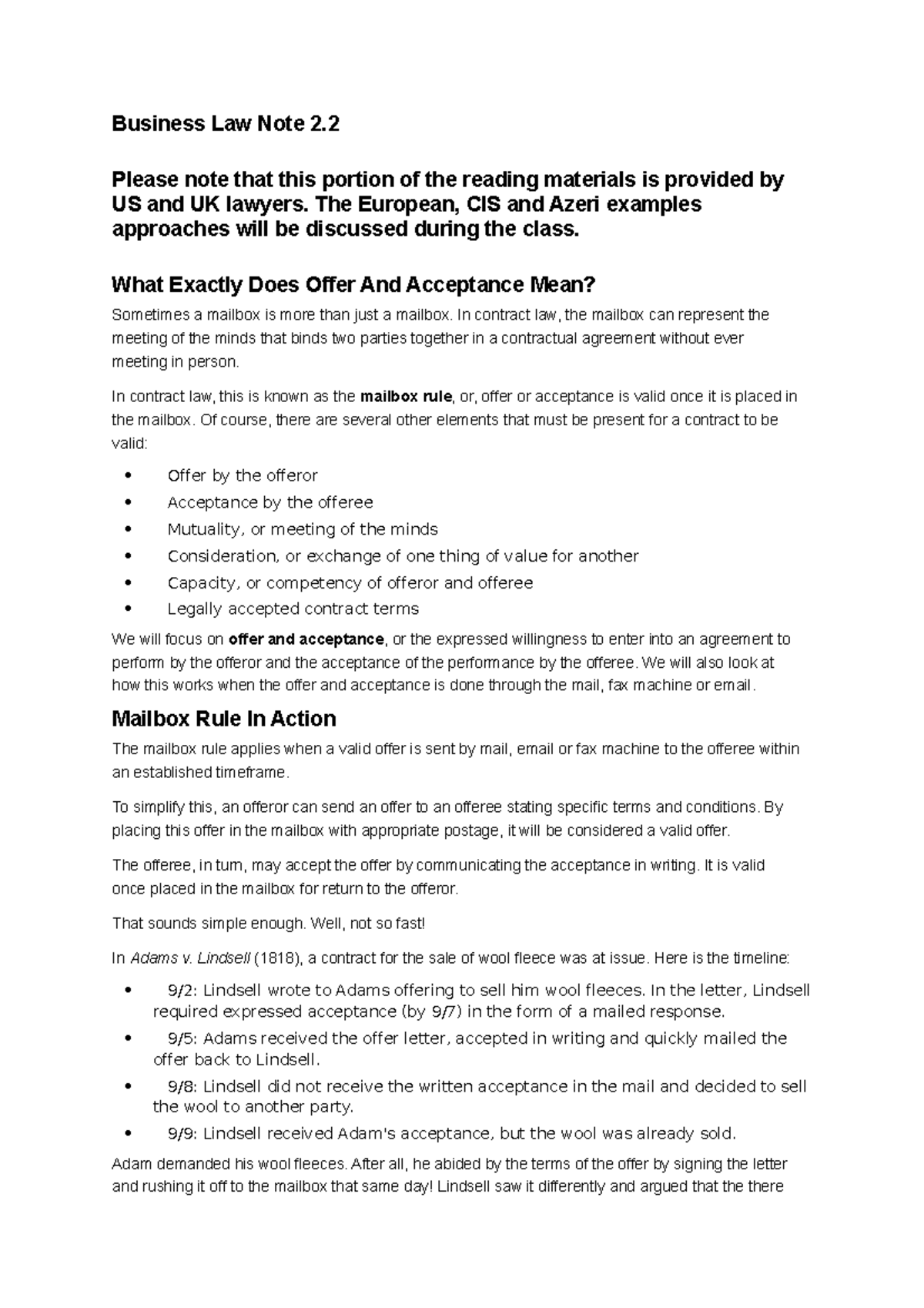 Business Law Note 2.2 - //////////////////////////// - Business Law ...
