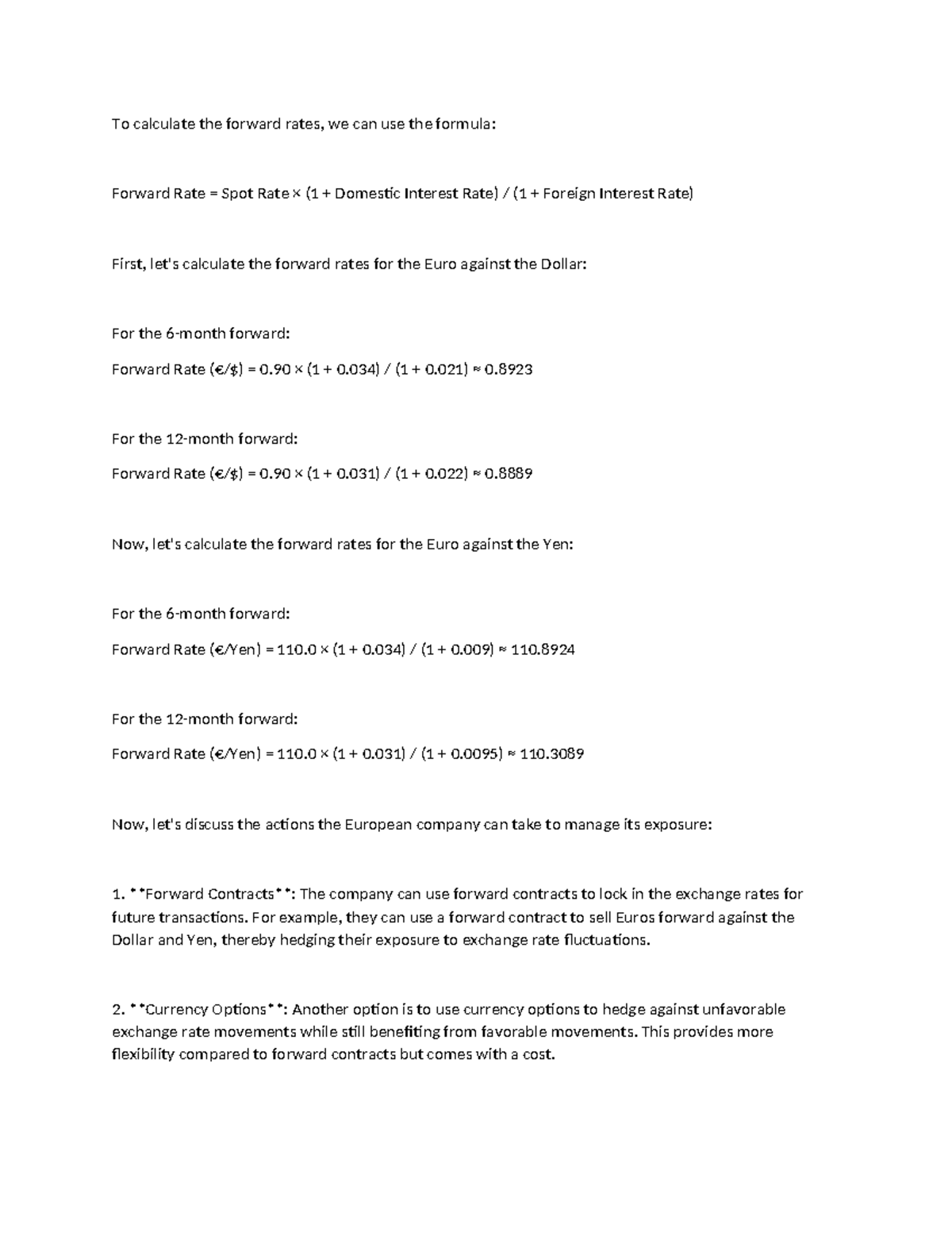 Document - Summary finance - To calculate the forward rates, we can use ...