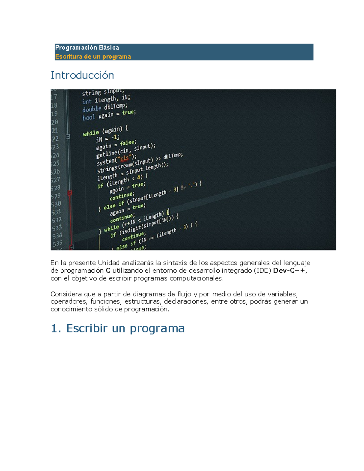 Unidad 3 del curso de programacion basica - Programación Básica ...