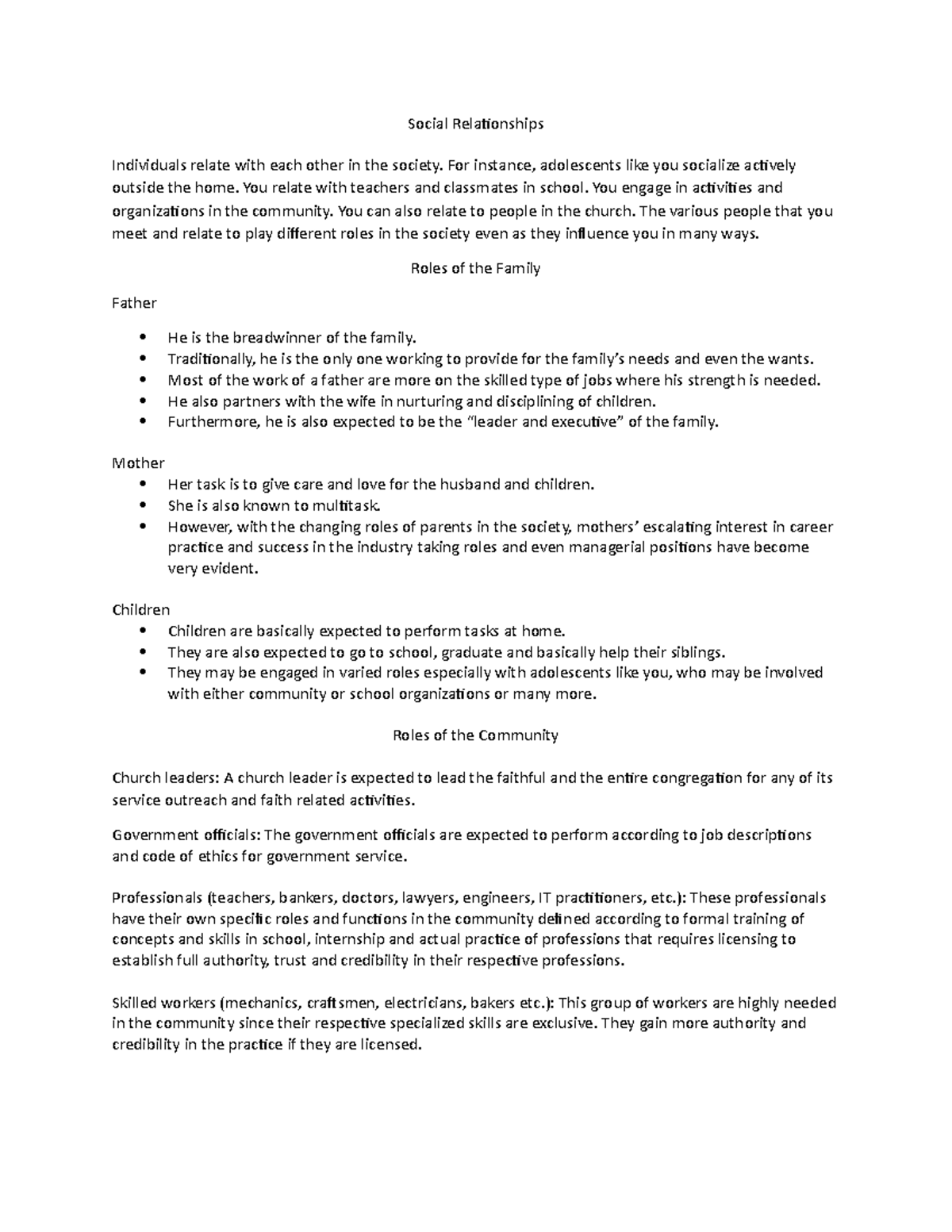 Social Relationships to our society - Social Relationships Individuals ...