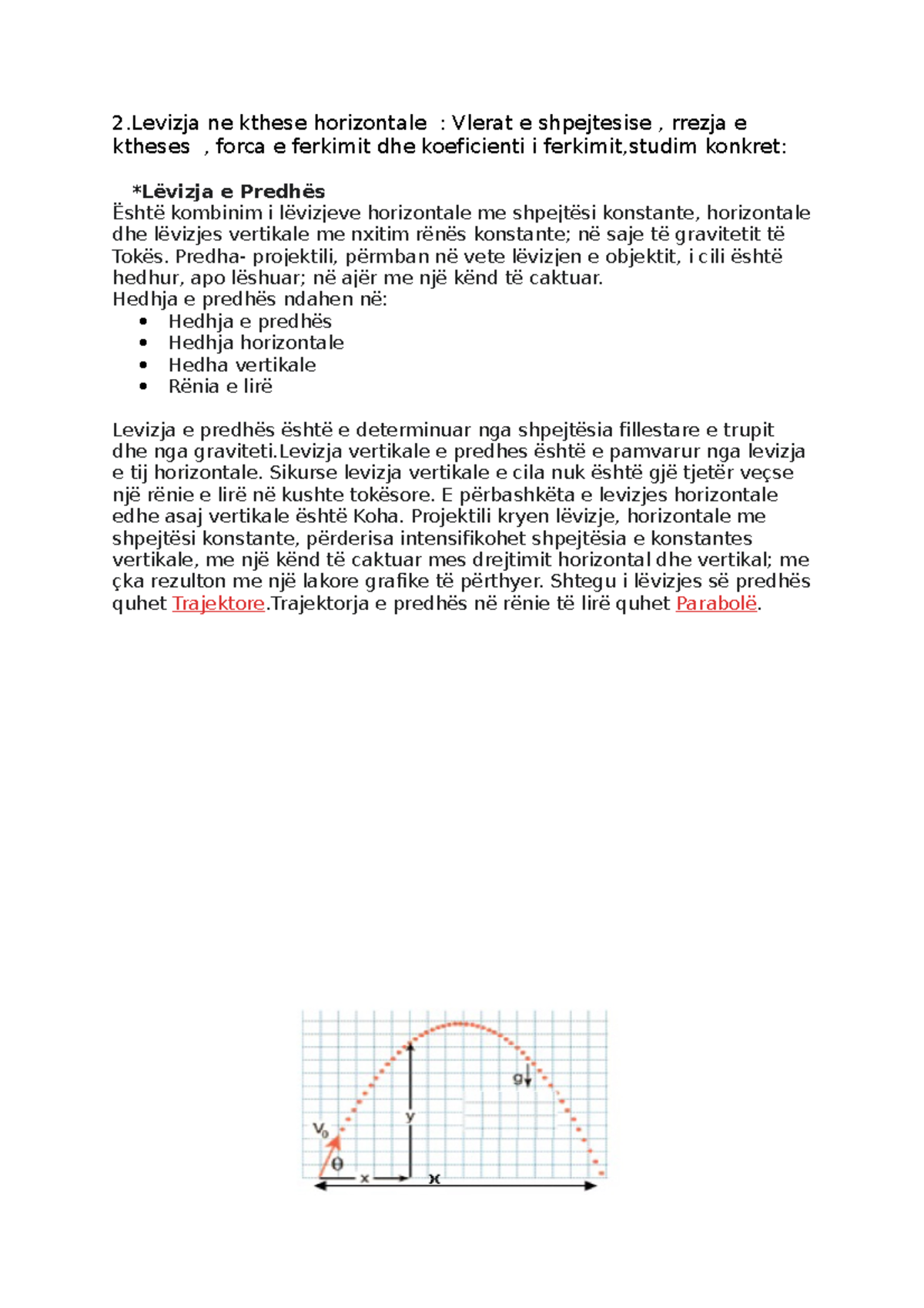 Fizik copy - 2 ne kthese horizontale : Vlerat e shpejtesise , rrezja e ...