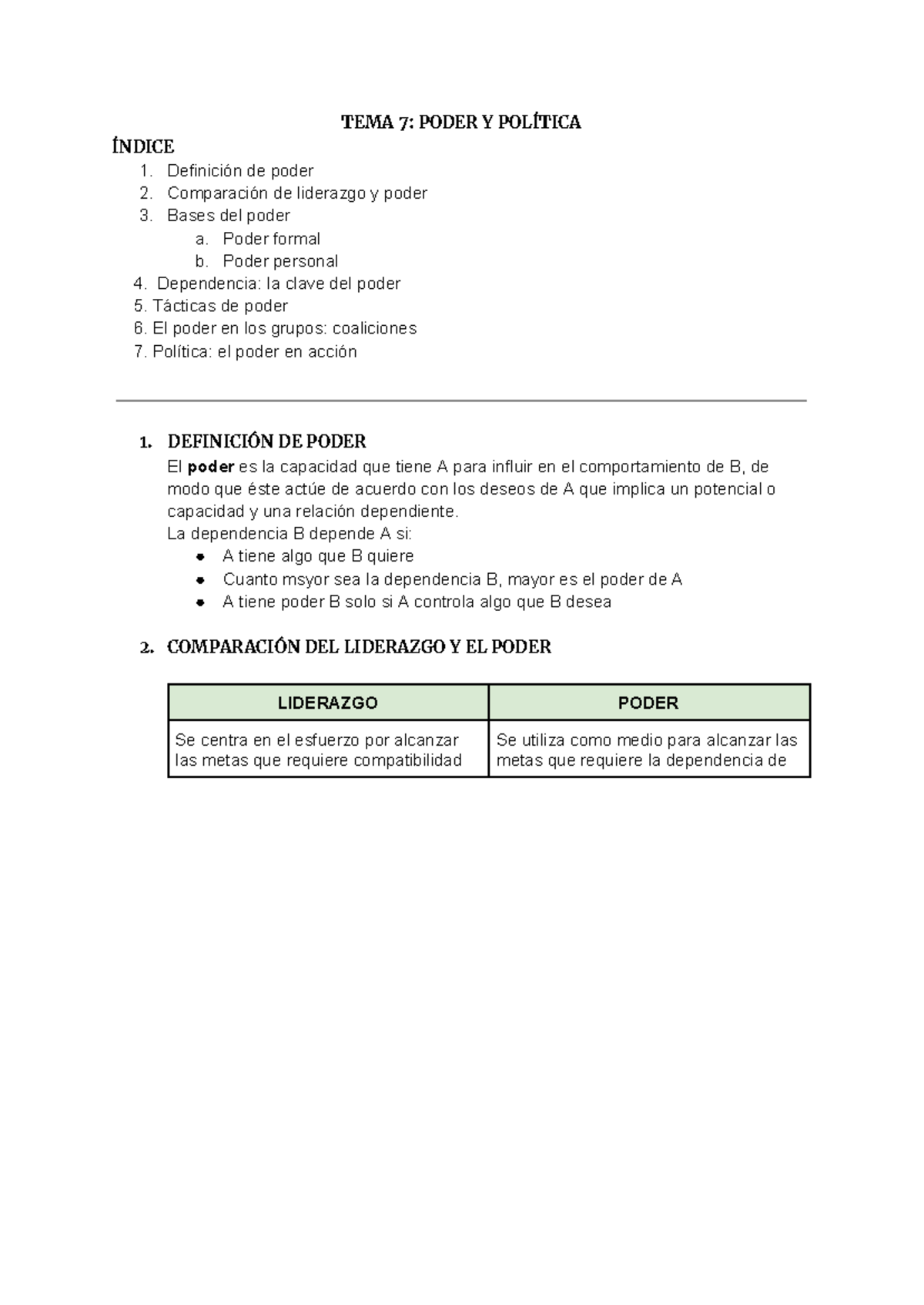 TEMA 7 Poder Y Politica - tema 7 - TEMA 7: PODER Y POLÍTICA ÍNDICE ...