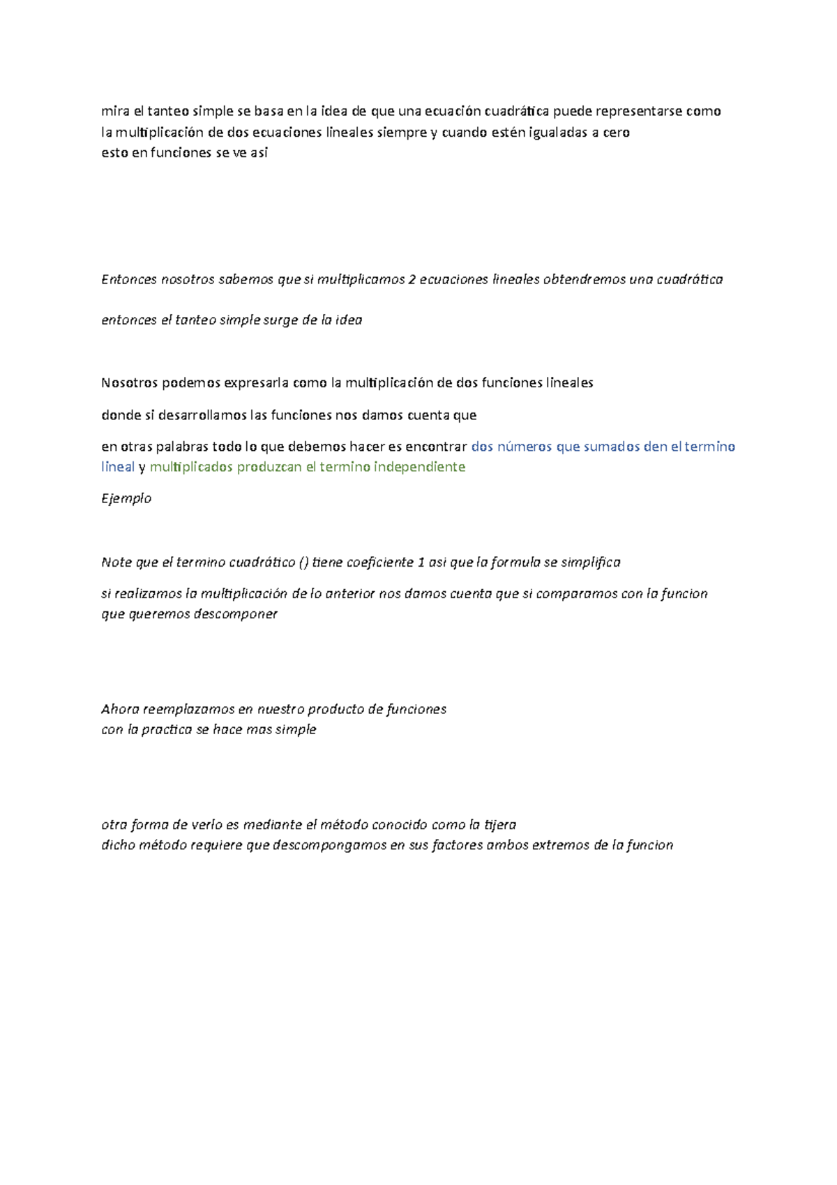 tanteo simple problema de ecuación cuadrática - mira el tanteo simple ...