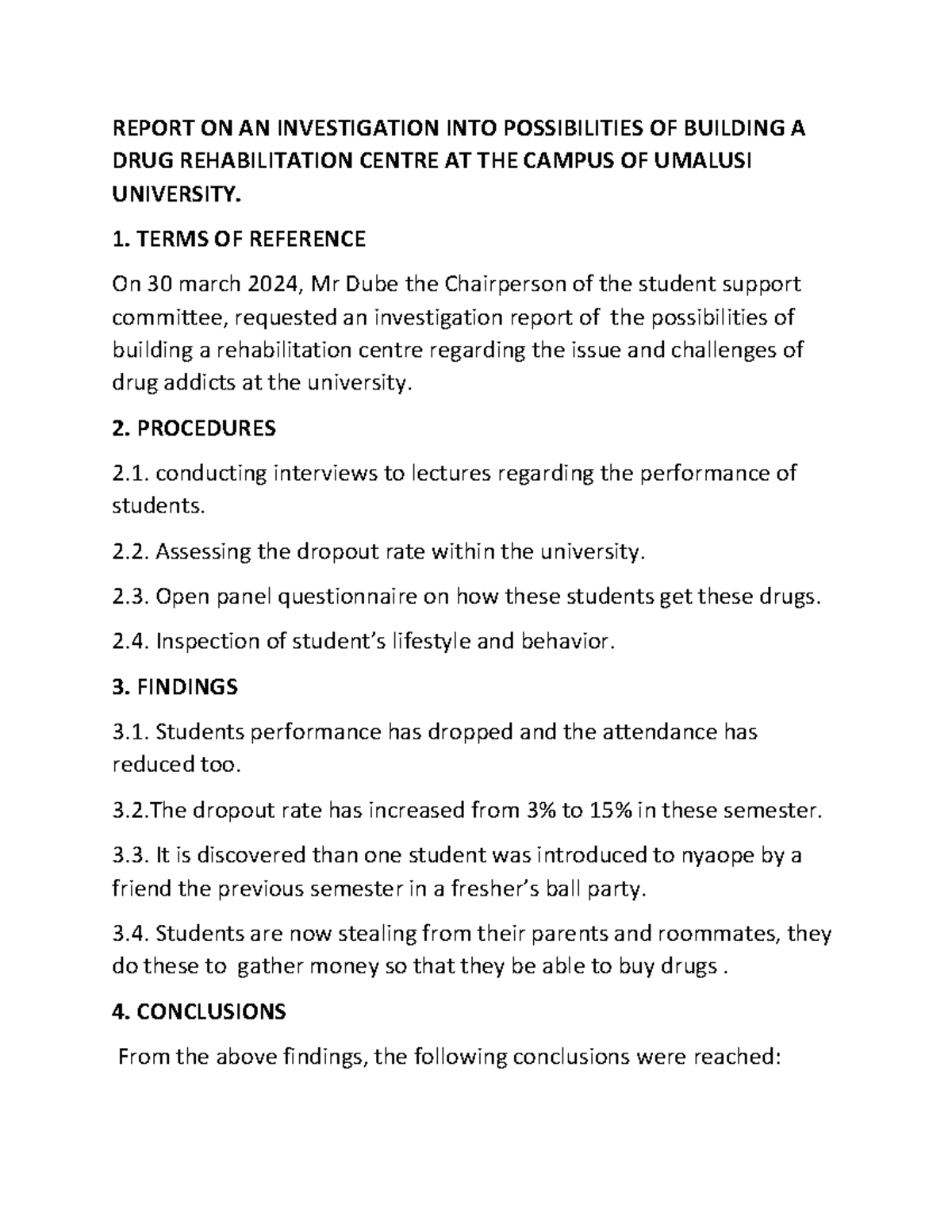 ENN1504 Assignment 2 - REPORT ON AN INVESTIGATION INTO POSSIBILITIES OF ...