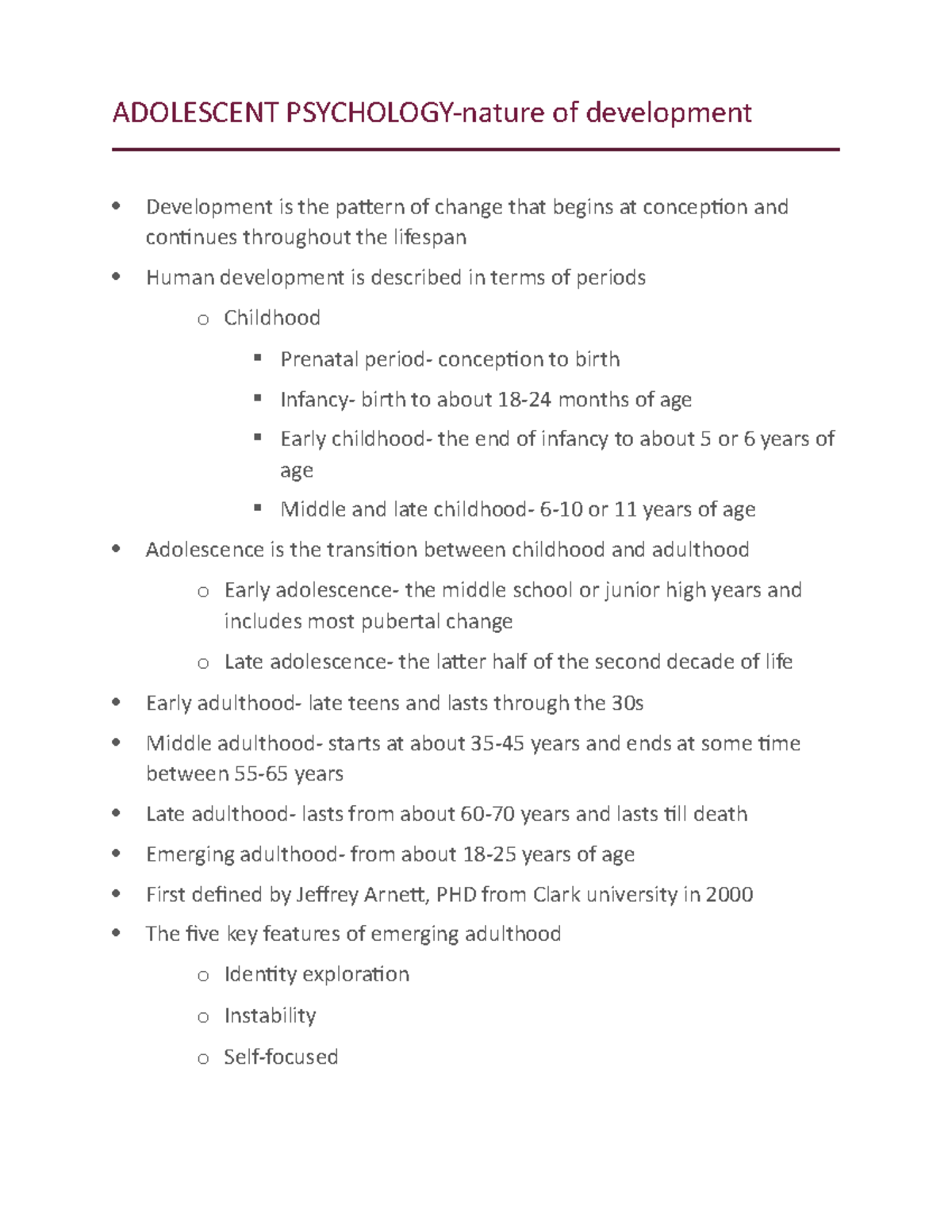 Nature of development - part 1,2,3 chapter 1 - ADOLESCENT PSYCHOLOGY ...