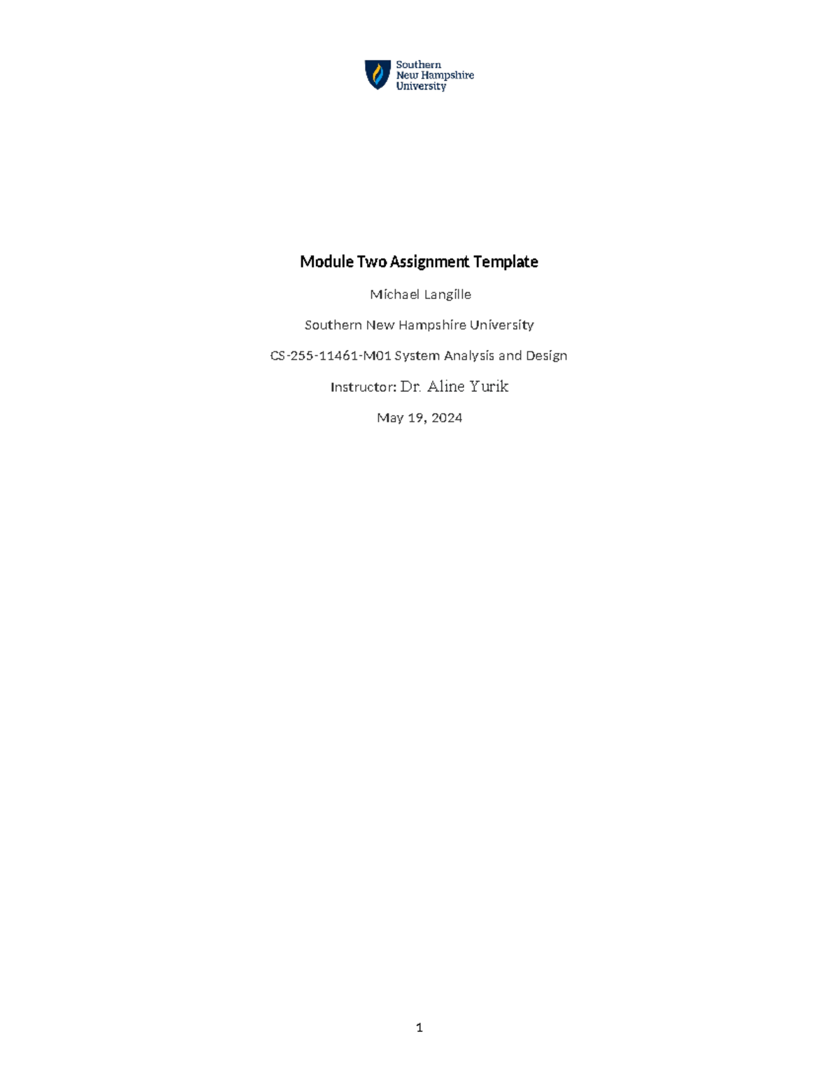 Cs 255 Module Two Assignment Template Module Two Assignment Template