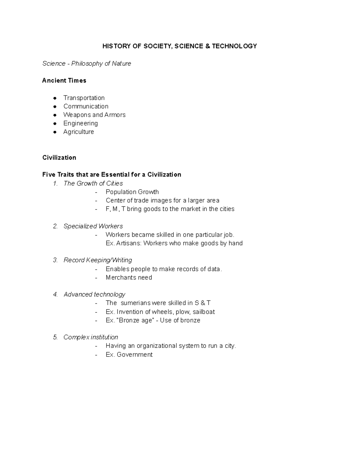 Ancient- Times - Study material - HISTORY OF SOCIETY, SCIENCE ...