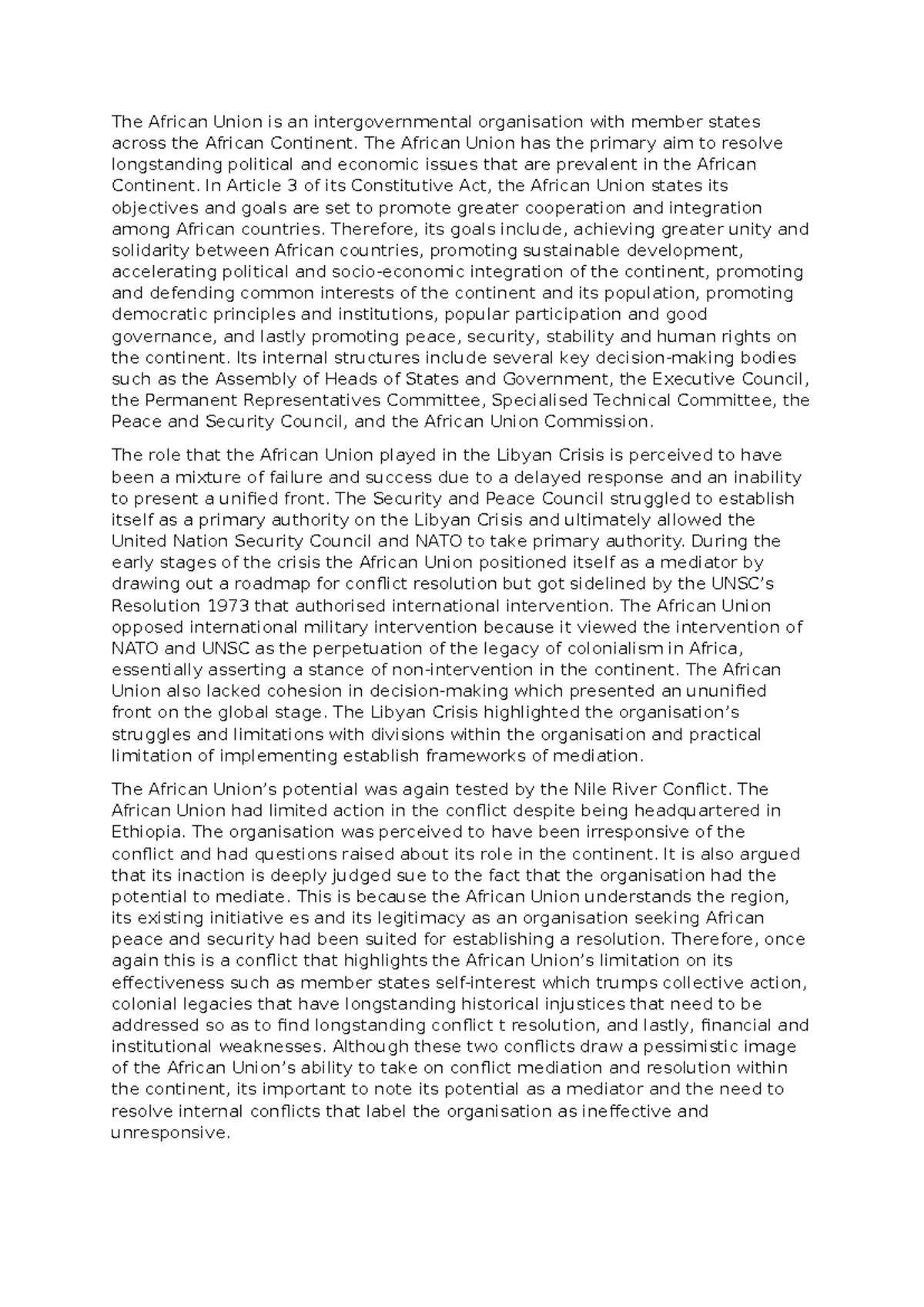 Blog tutorial work - The African Union is an intergovernmental ...