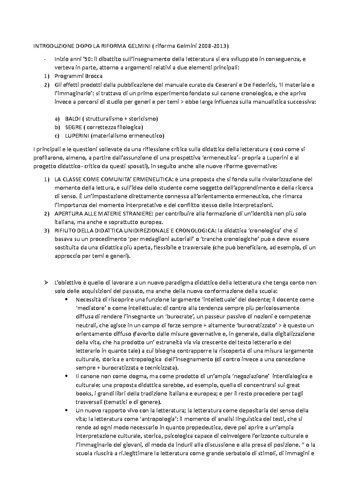 Insegnare LA Letteratura GGI - INTRODUZIONE DOPO LA RIFORMA GELMINI ...