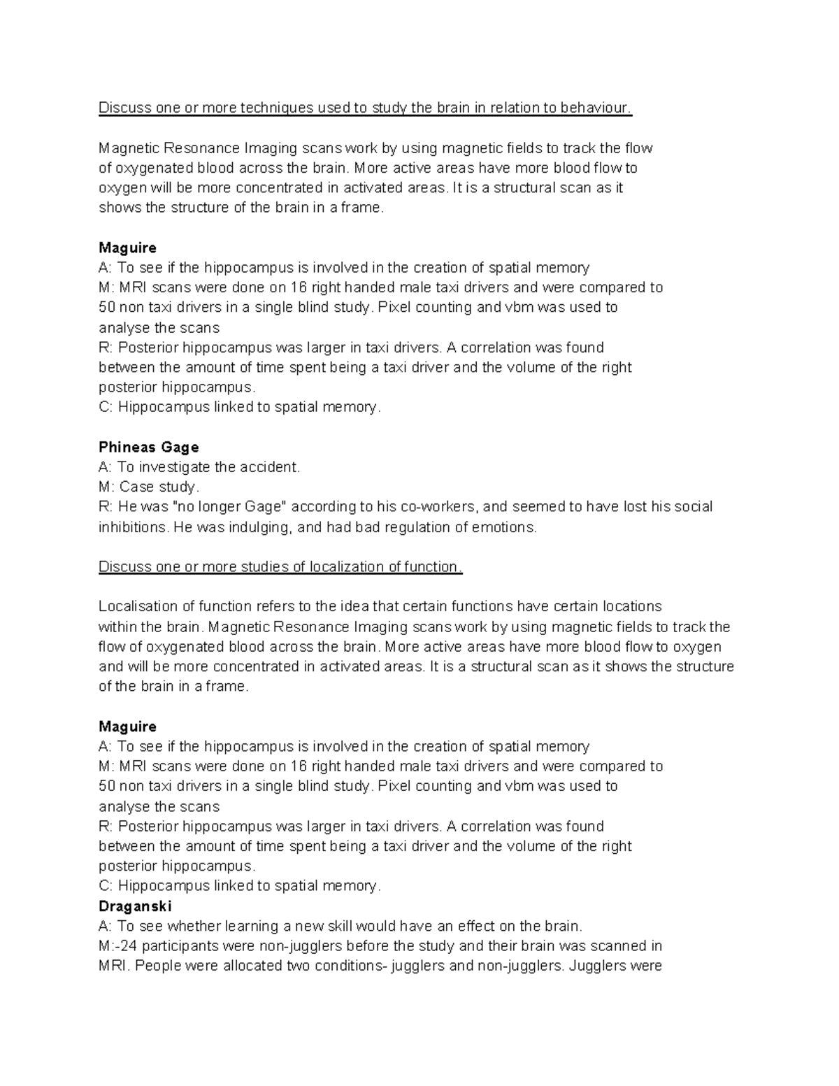 Biological Unit Studies Paper 1 IB Psych SL - Discuss one or more ...