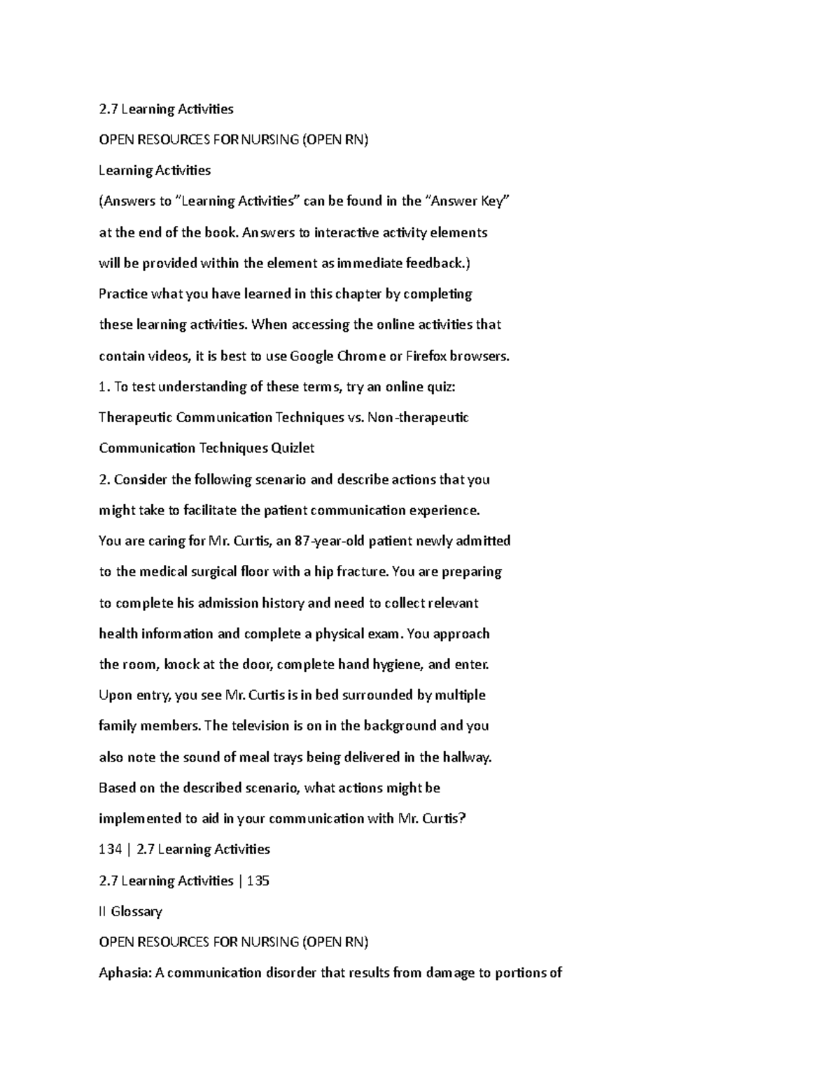 Nursing Fundamentals-33 - 2 Learning Activities OPEN RESOURCES FOR ...