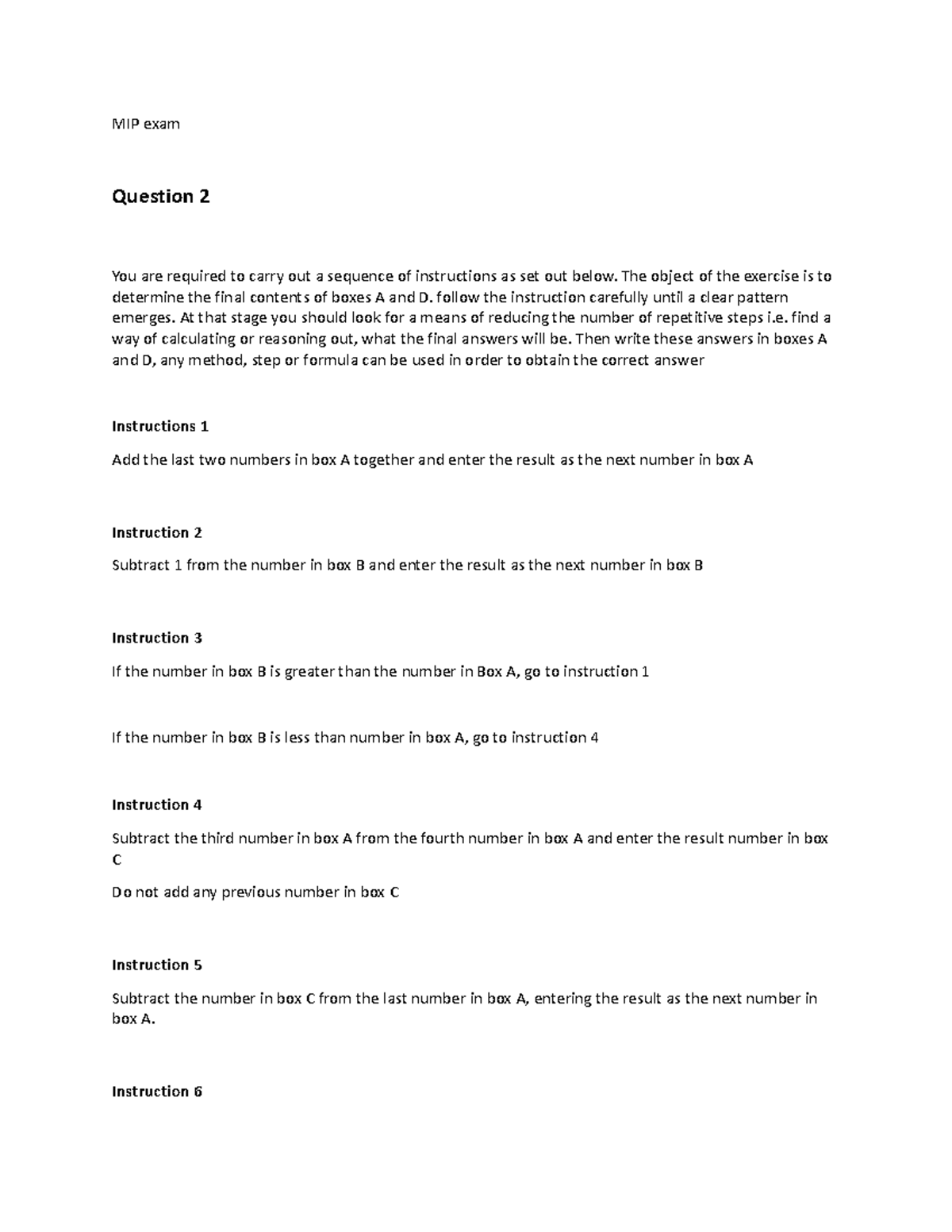 MIP exam - MIP Test2 - MIP exam Question 2 You are required to carry ...