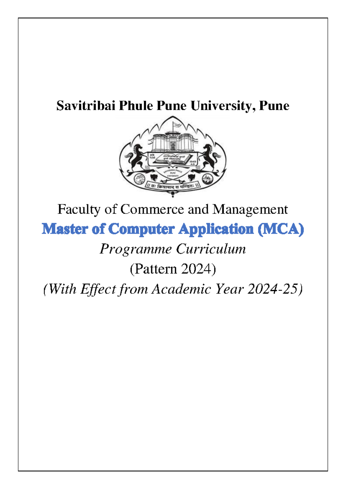 2 Years MCA (2020 Patt) Sem I II Syllabus - Savitribai Phule Pune ...