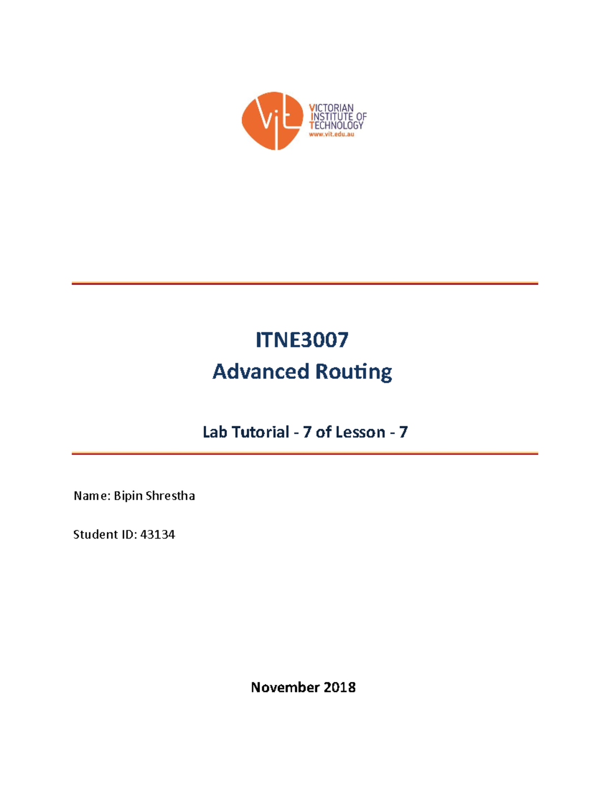 Lesson 7 Tutorial Lab - ITNE Advanced Routing Lab Tutorial - 7 of ...